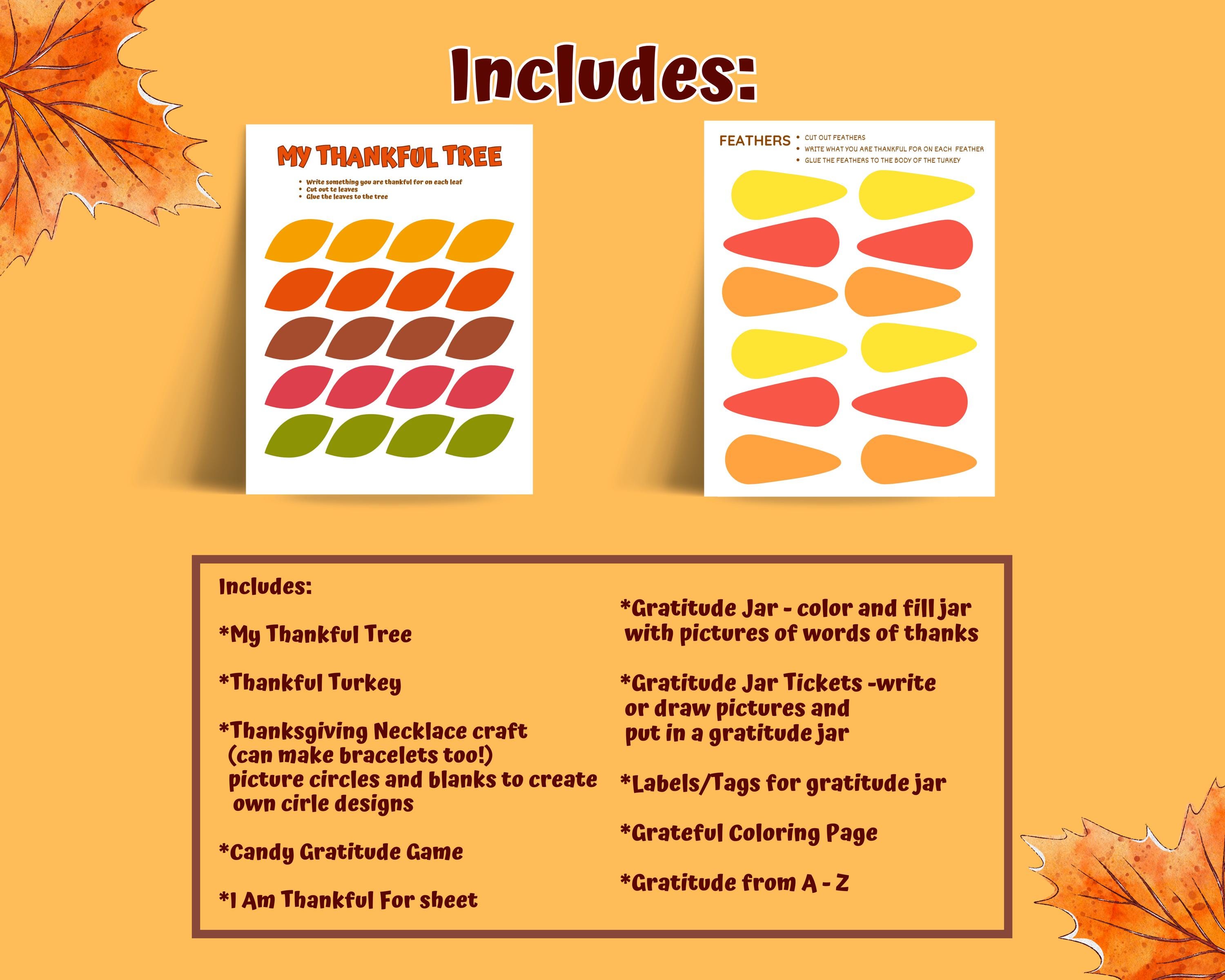 Thanksgiving Gratitude Activity Pack, Kids Turkey Game (digital ...