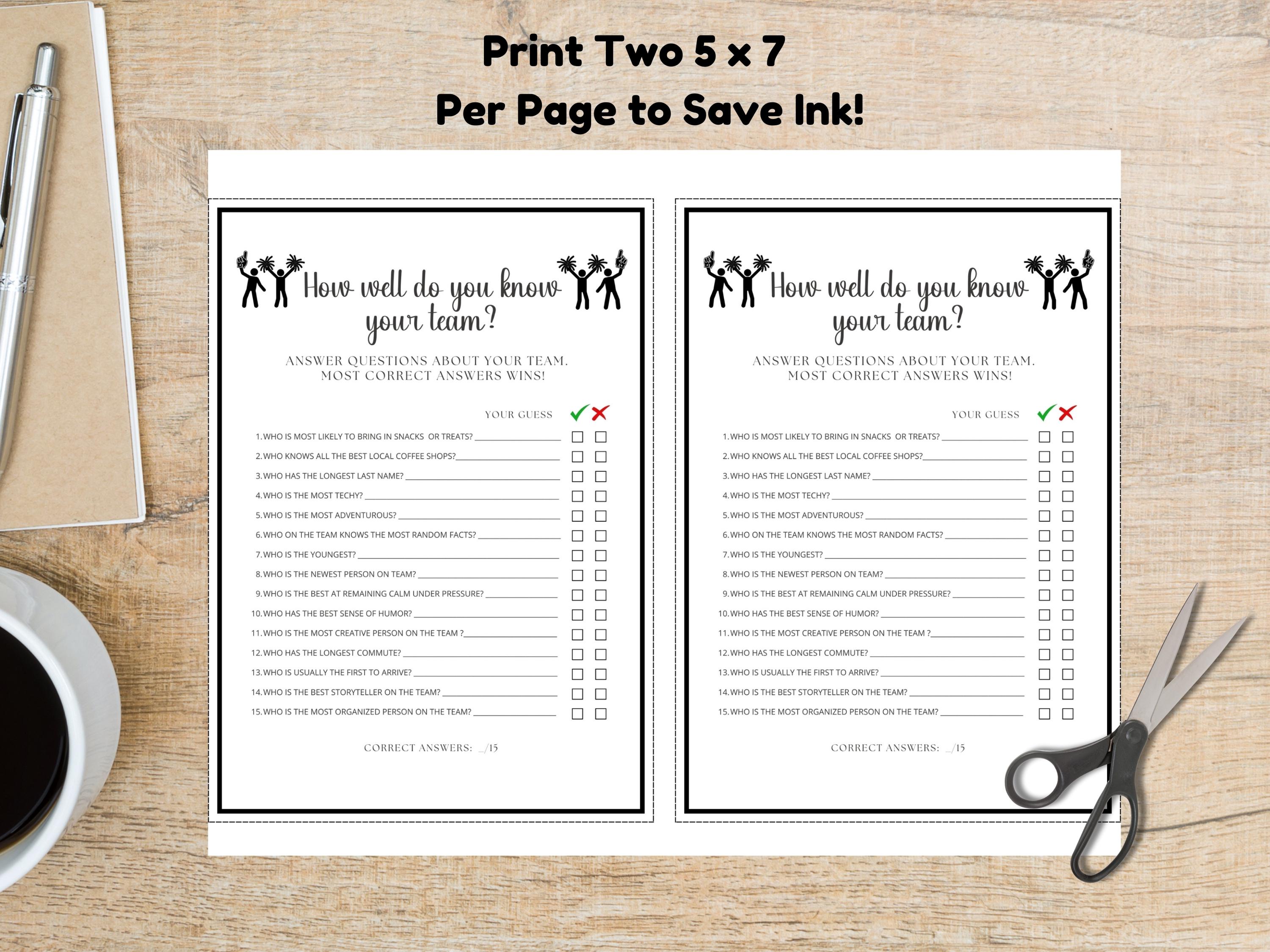 Office Bonding Fun - Do You Know Your Team Game - Editable Template ...