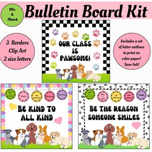 School Bulletin Board Kit - Pawsome Class , Be Kind & Make Someone ...