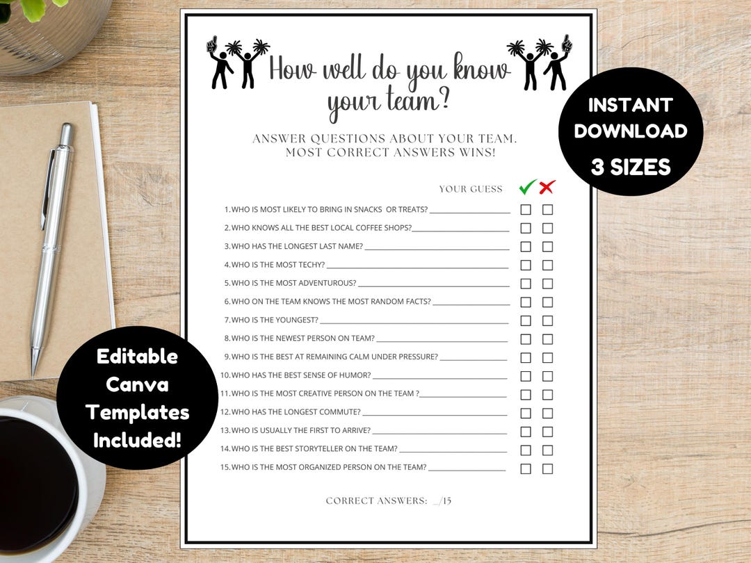 Office Bonding Fun - Do You Know Your Team Game - Editable Template ...