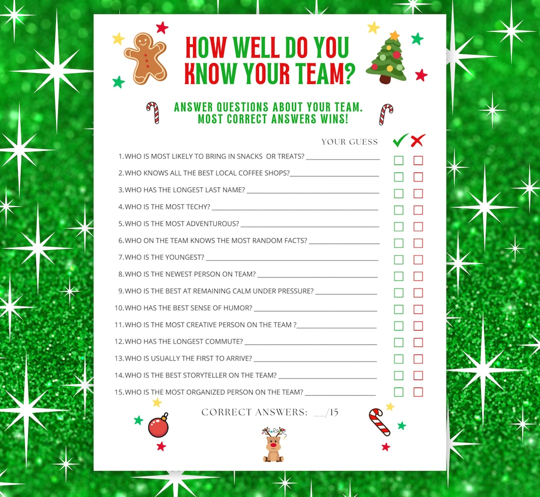 Christmas Team Building Game , How Well Do You Know Your Team Printable ...
