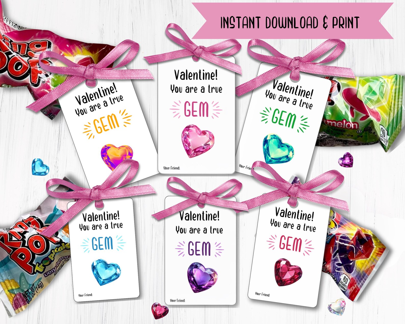Printable Valentine Cards, Ring Pop Valentine Cards, Printable ...