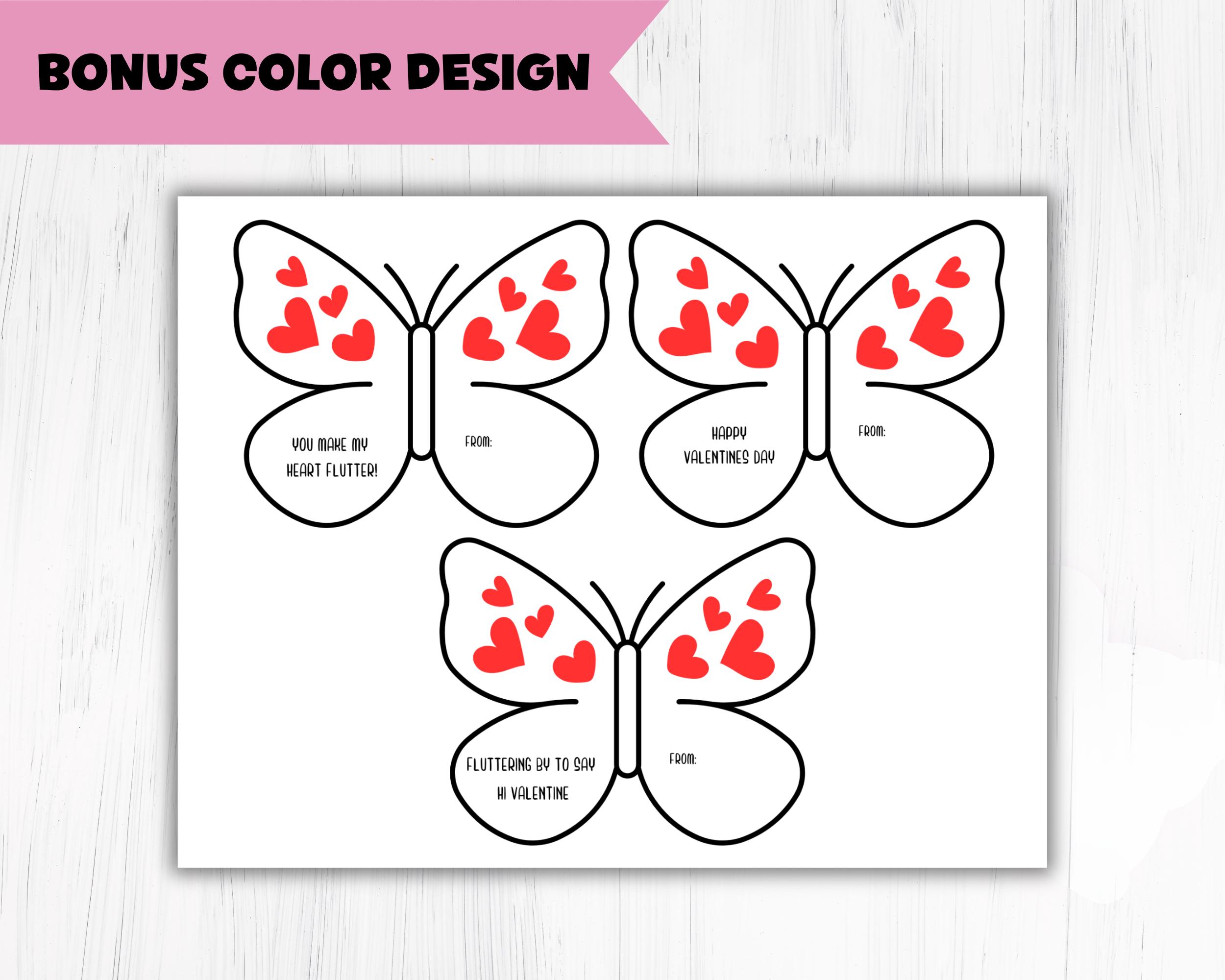 Printable Valentine Butterfly Cards, Lollipop Valentine Cards, Editable ...