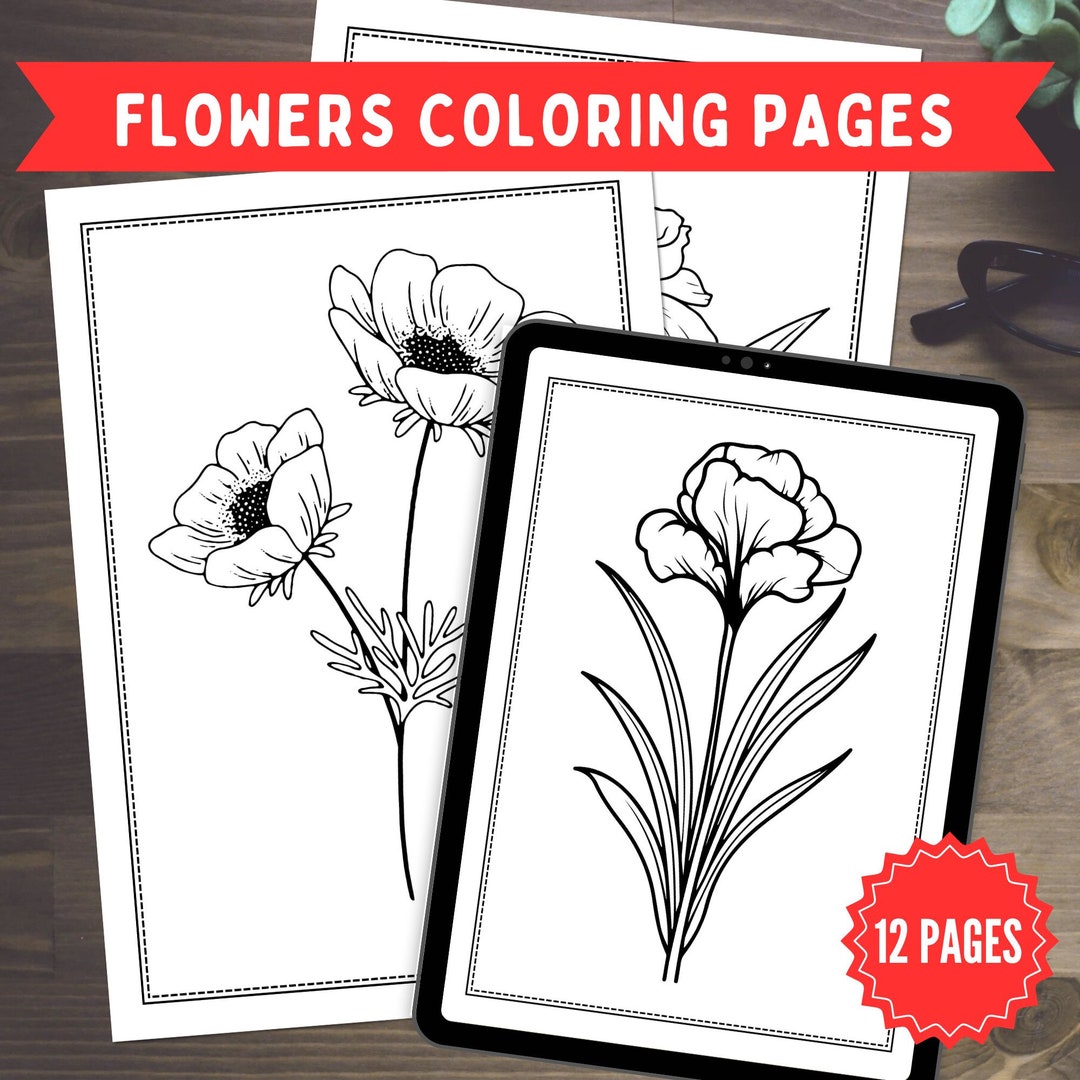 Flowers Coloring Pages for Kids and Adults Printable Spring Flowers ...