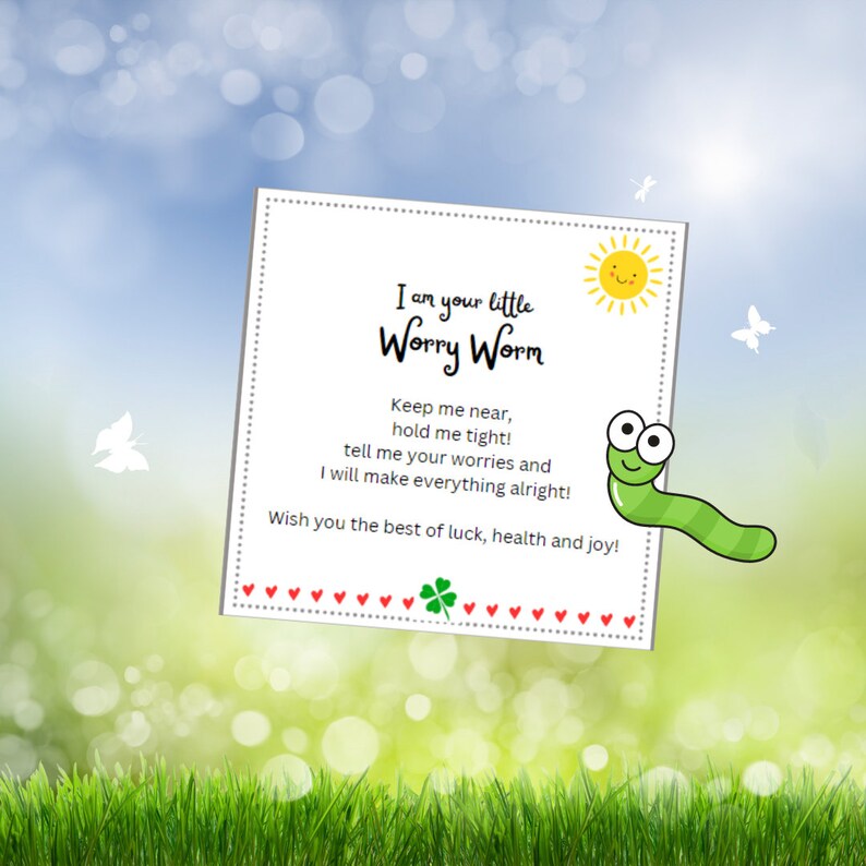 Worry Worm Poem DIY PDF Project 6 Cards Printable for Crochet Worry ...