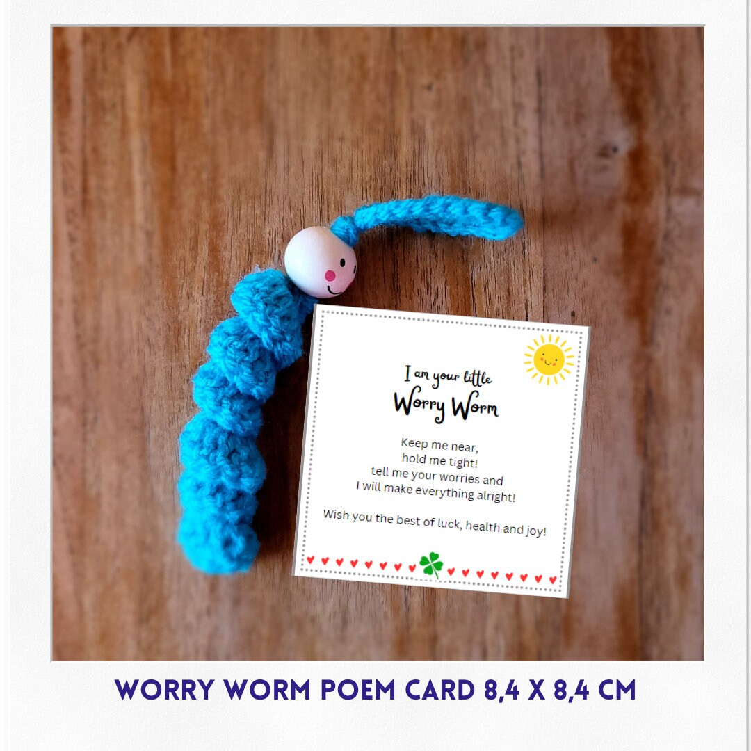 Worry Worm Poem DIY PDF Project 6 Cards Printable for Crochet Worry ...