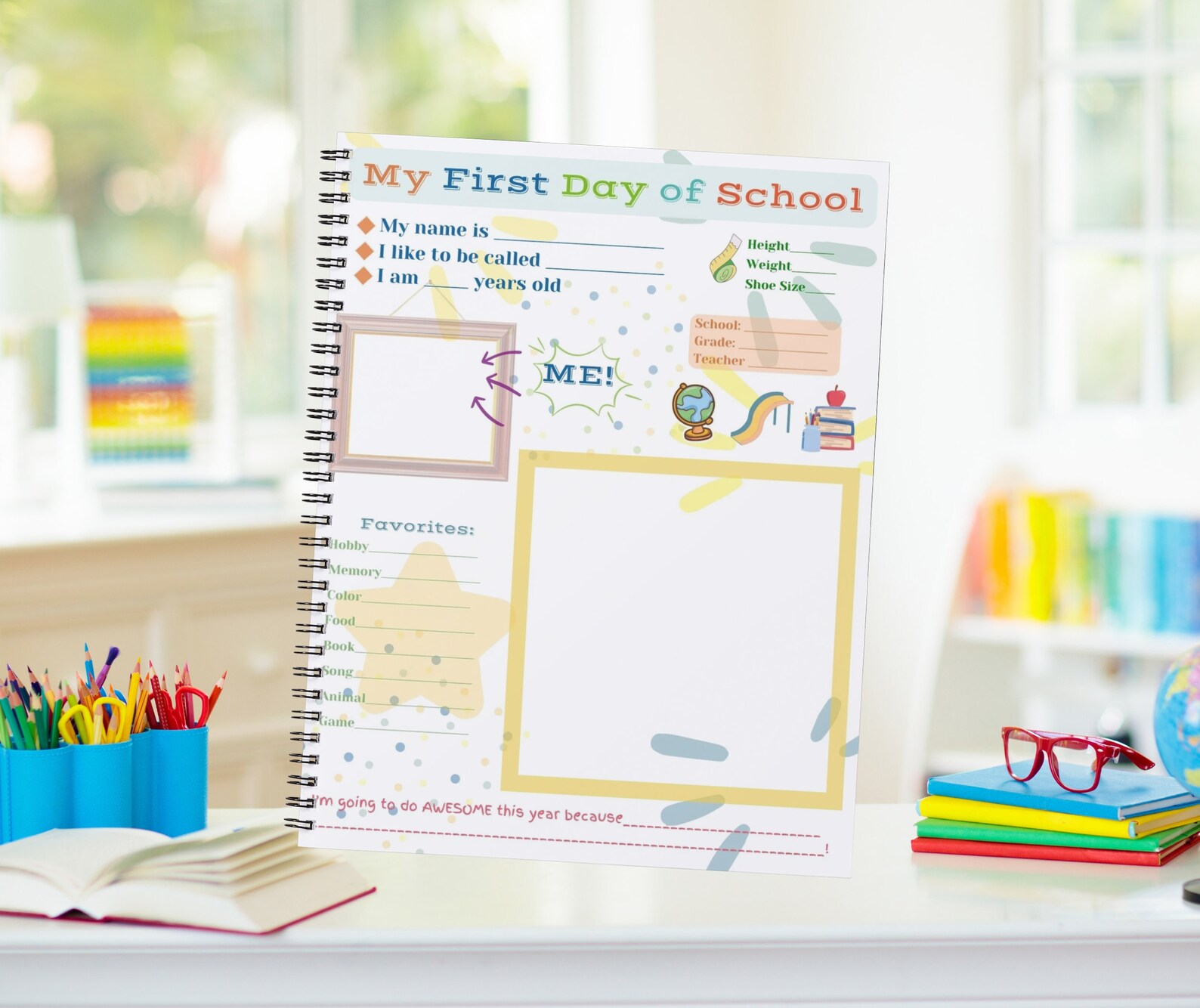 First Day of School Interview, All About Me Sign, Printable Handprint ...