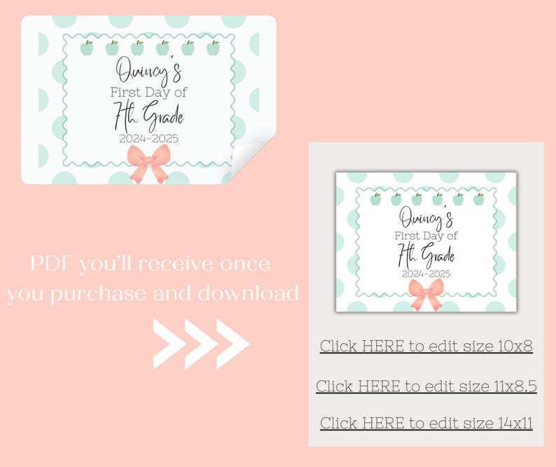 Printable First Day of School Sign for Girls, Polka Dot First Day of ...