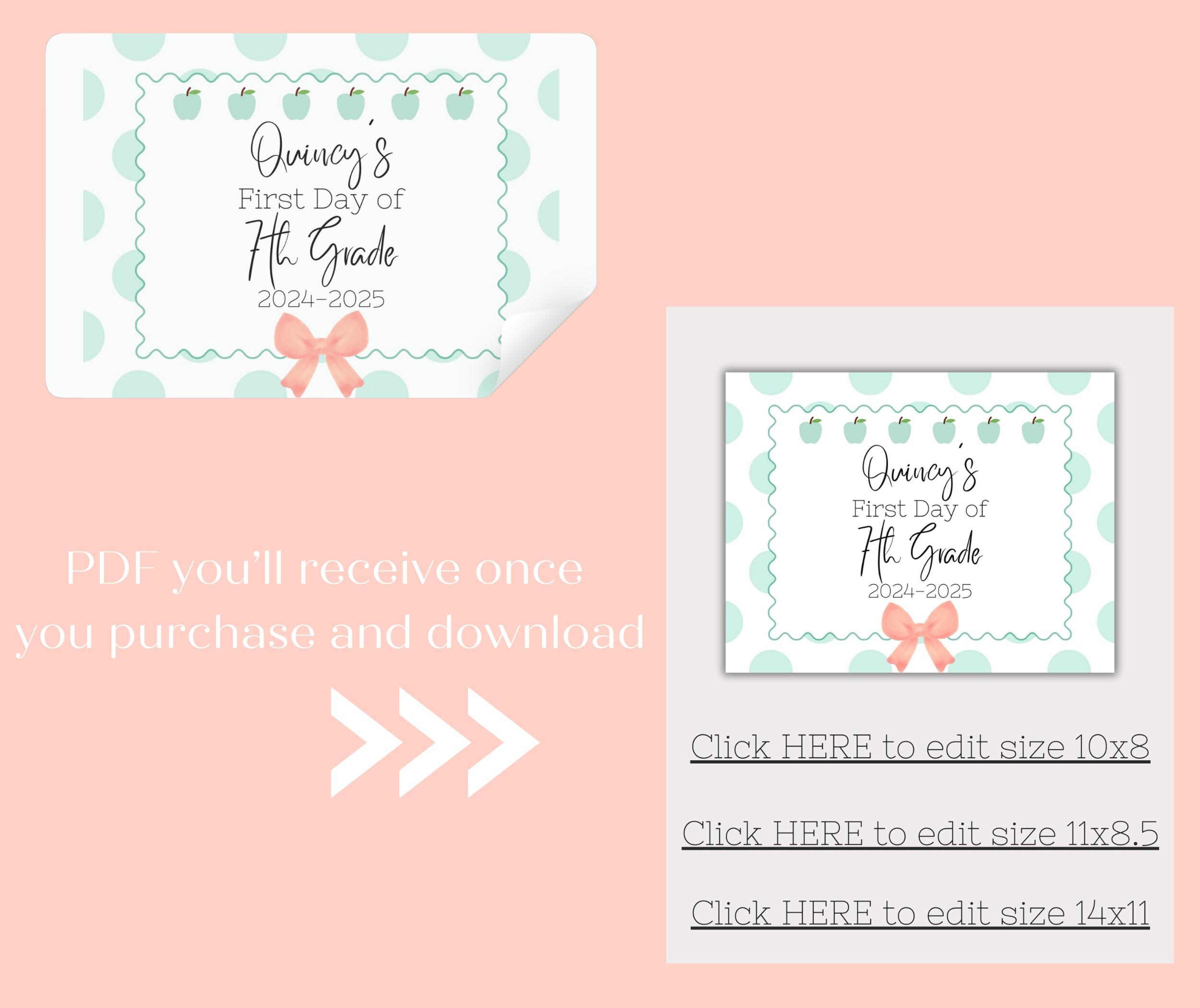 Printable First Day of School Sign for Girls, Polka Dot First Day of ...