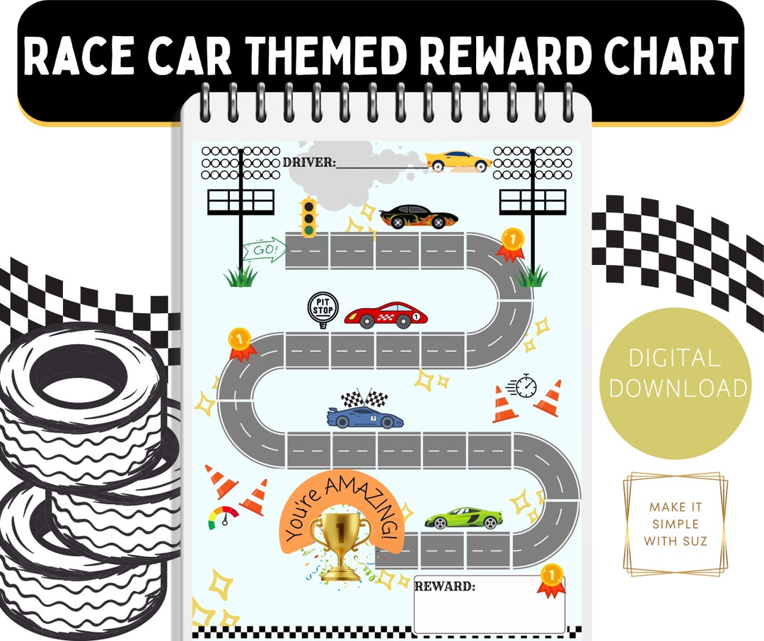 Printable Racing Reward Chart, Kids Reward Chart, Toddler Chore Chart ...