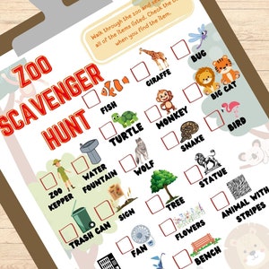 Zoo Scavenger Hunt for Kids, Outside Activity for Kids, Nature Based ...