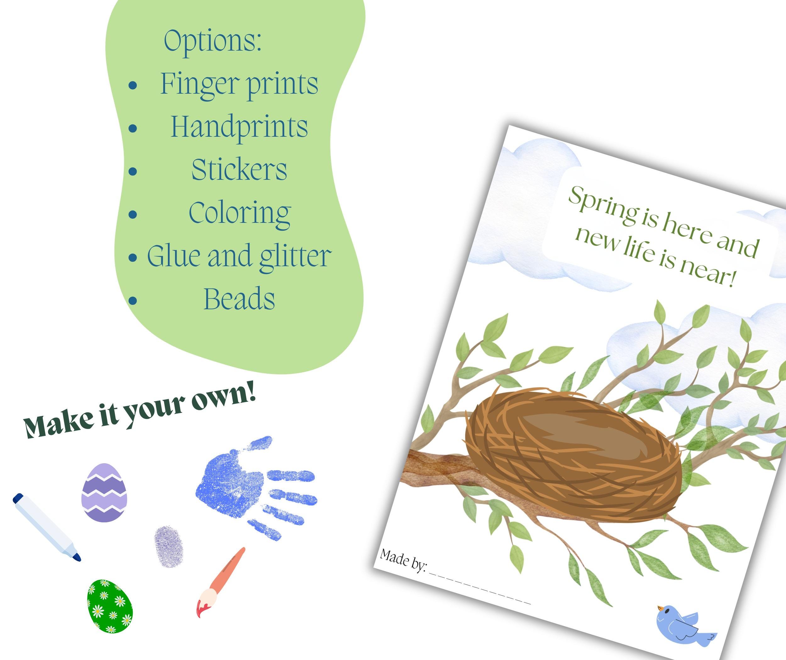 Spring Bird's Nest Craft Printable, Easy Handprint & Fingerprint Kids ...