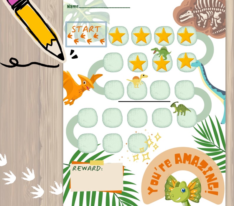 Dinosaur Reward Chart, Potty Training Chart, Reward Chart, Behavior ...