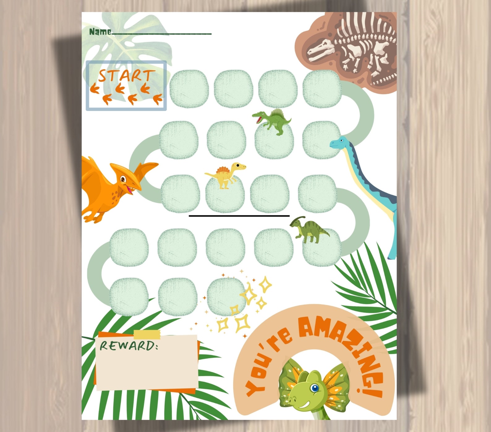 Dinosaur Reward Chart, Potty Training Chart, Reward Chart, Behavior ...