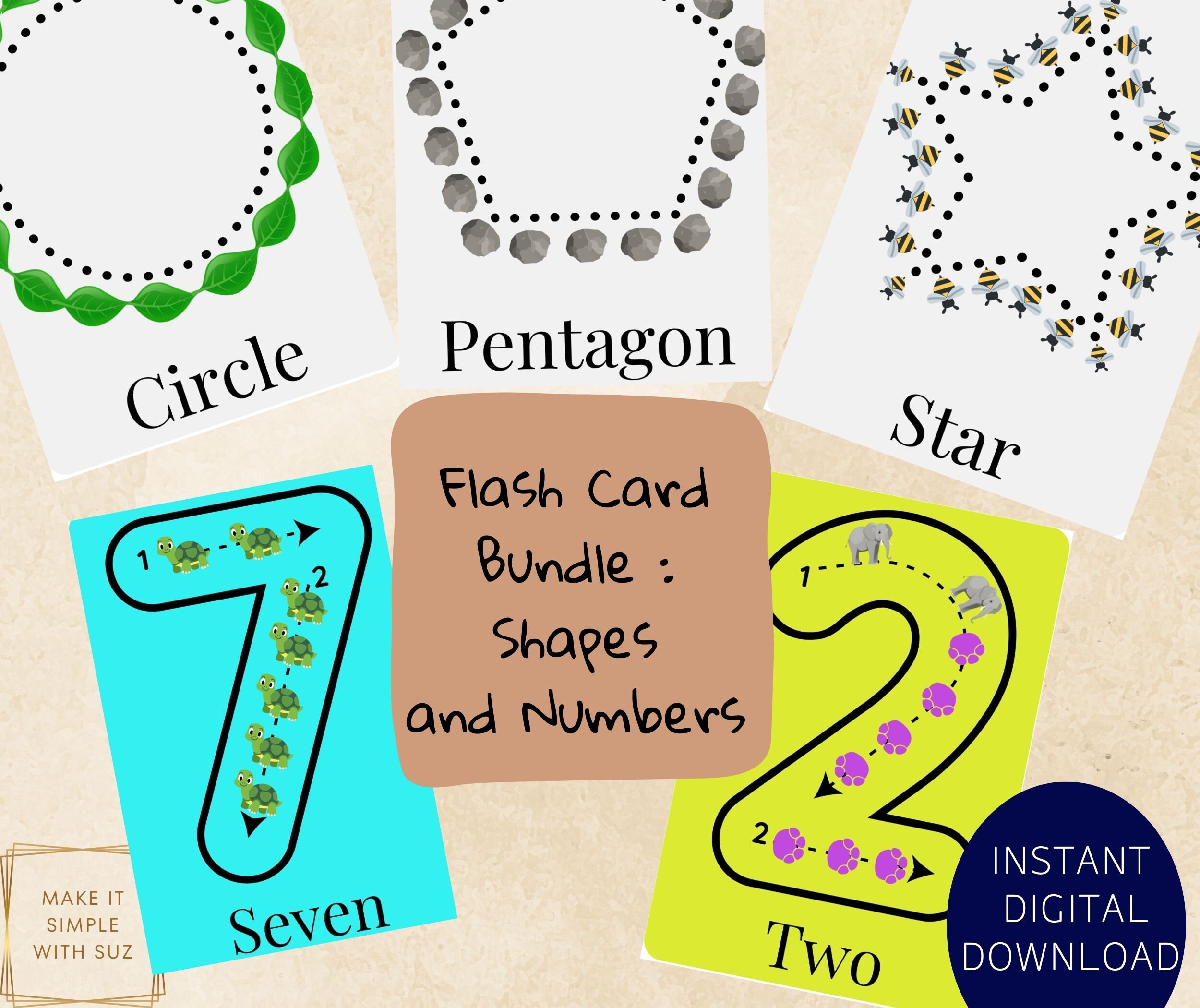 Shape Flashcards, Number Flashcards, Preschool Activities, Montessori ...