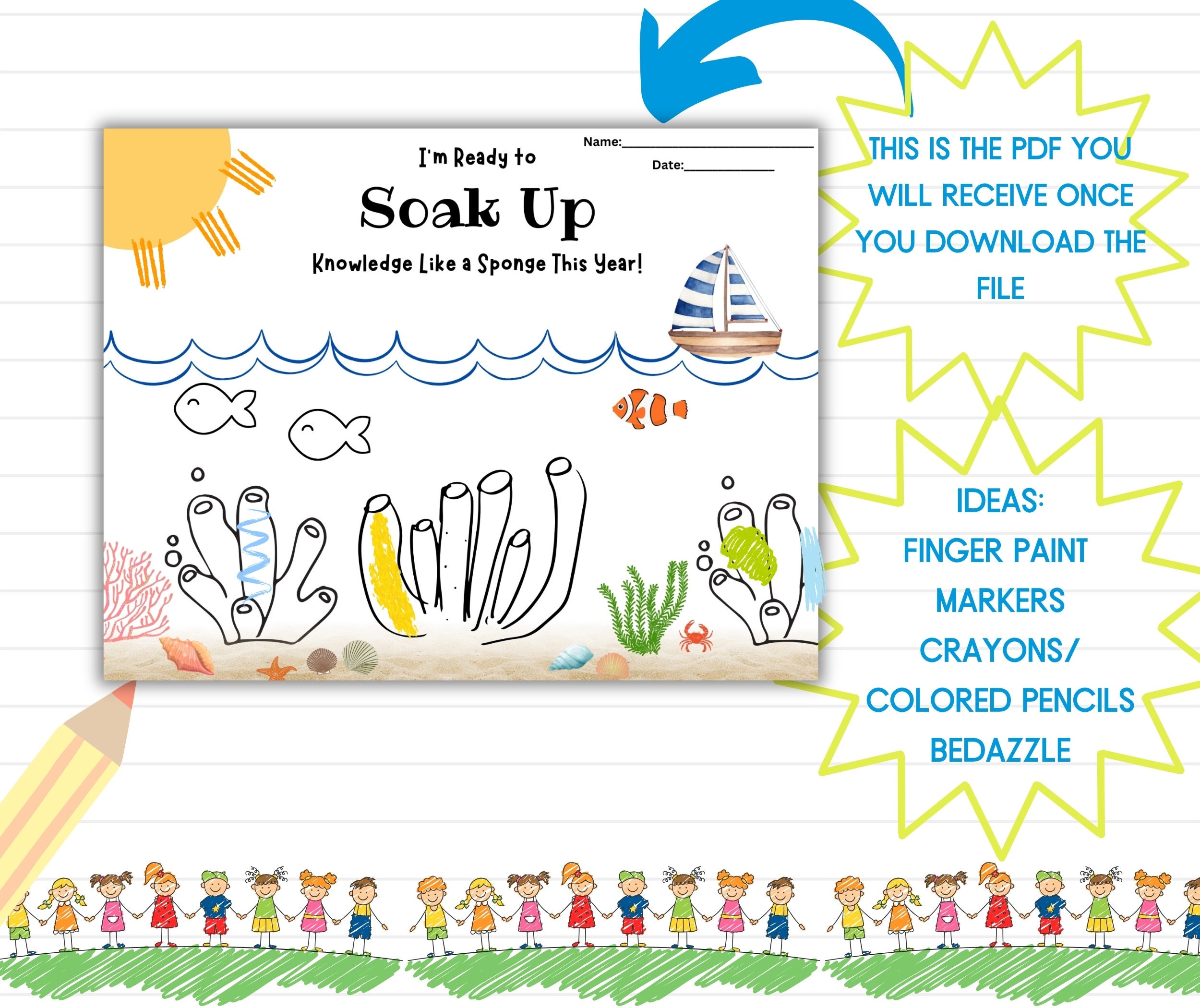 Back to School Printable Coloring Page, Under the Sea School Classroom ...