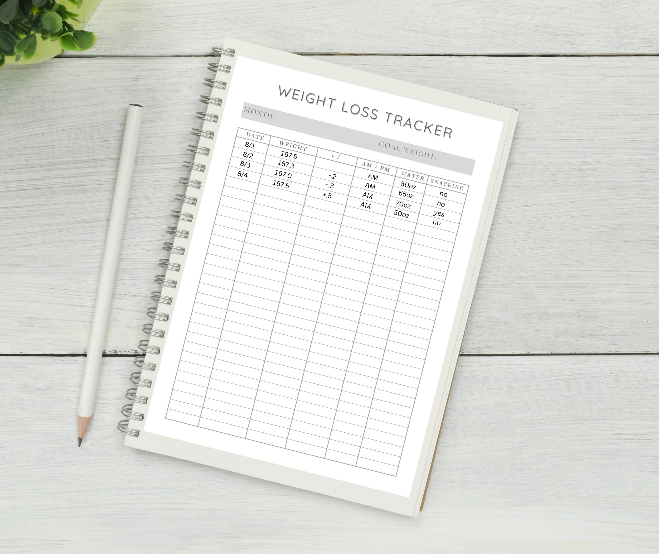 Simple Weight Loss Tracker, Printable Weight Loss Tracker, Weight Log ...