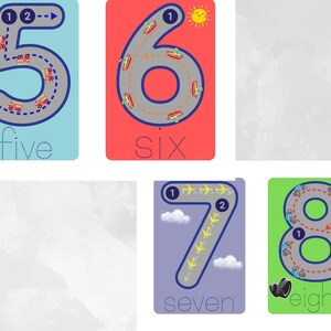 Montessori Printable Number Tracing Flashcards, Transportation Theme 0 ...
