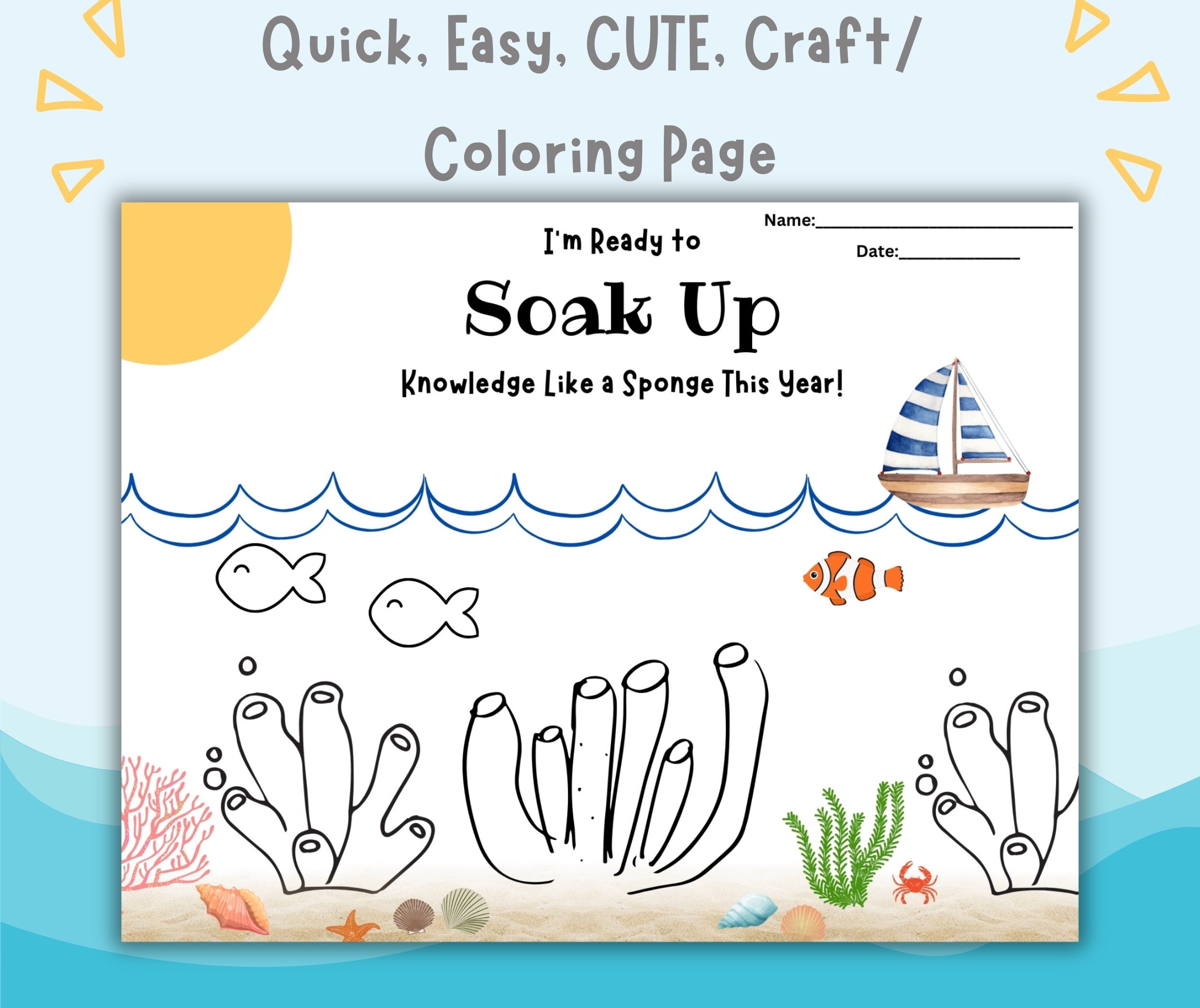 Back to School Printable Coloring Page, Under the Sea School Classroom ...
