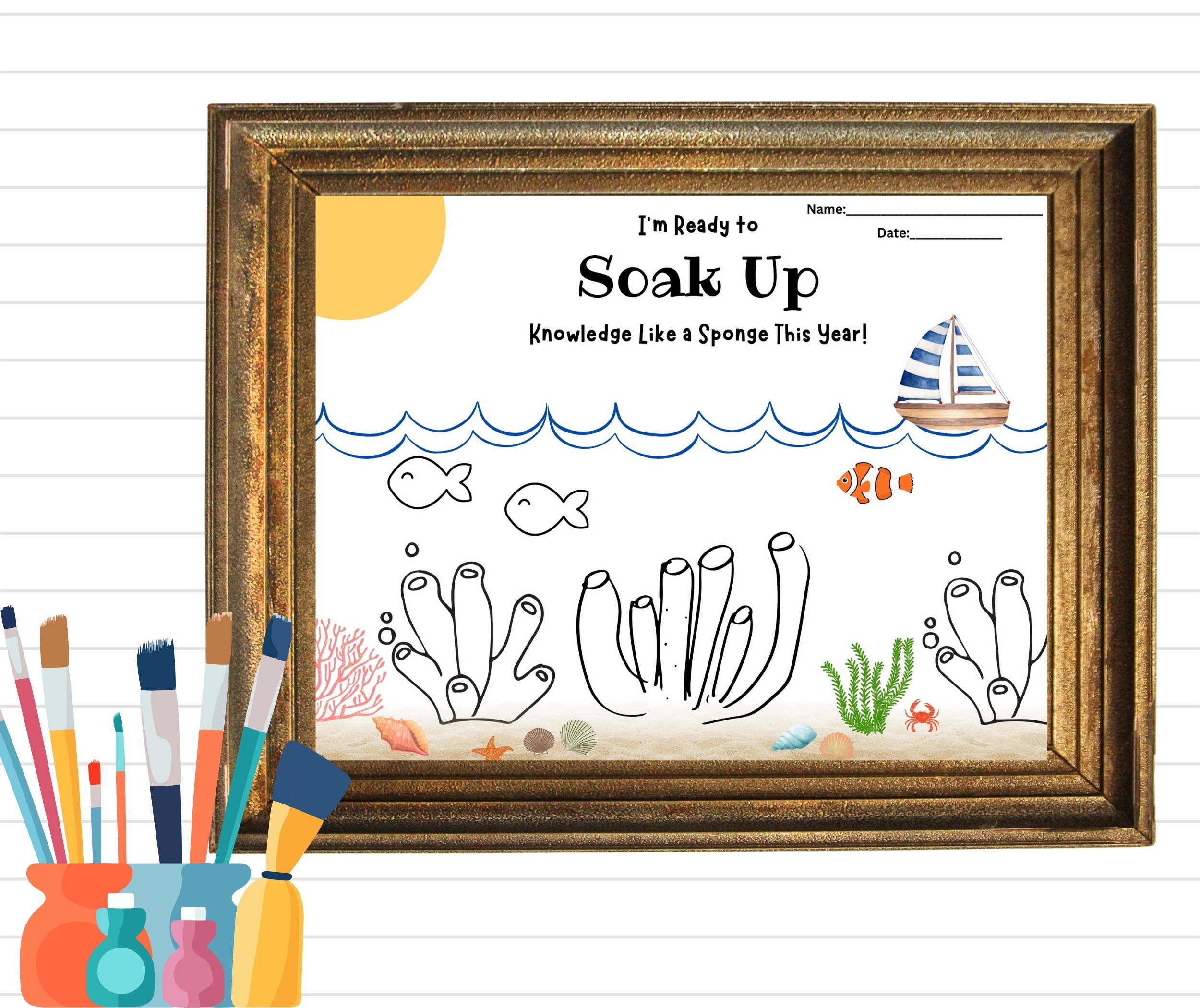 Back to School Printable Coloring Page, Under the Sea School Classroom ...