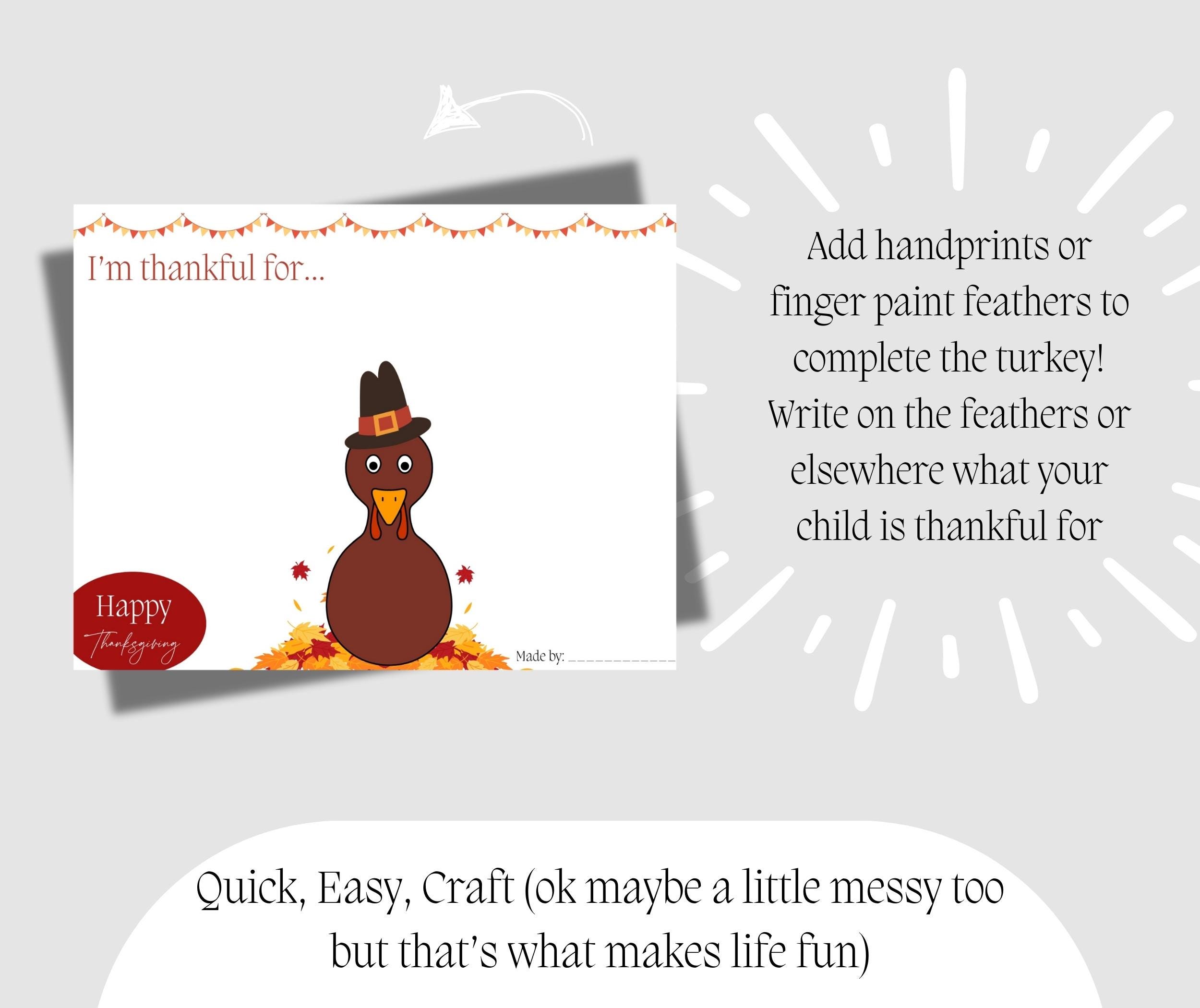 Thankful Turkey Printable Handprint Craft, Turkey Handprint Activity ...