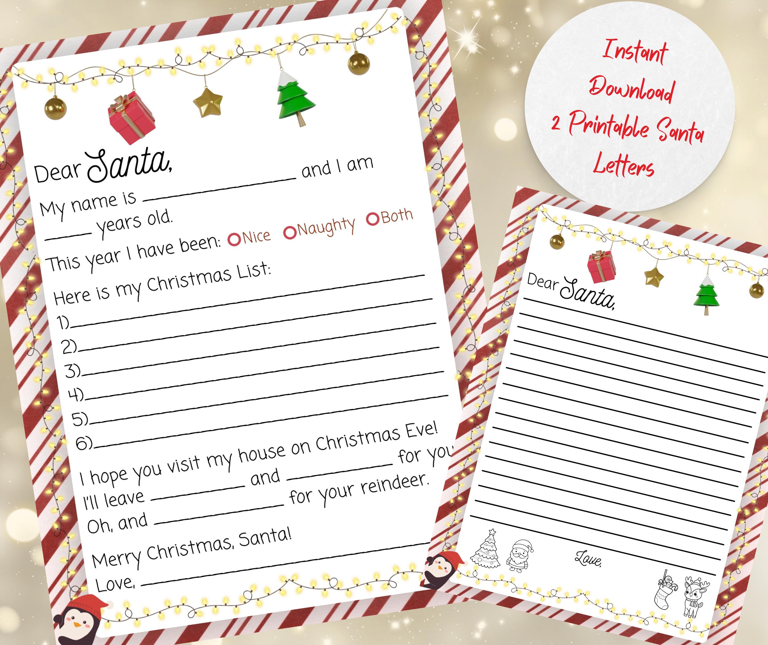 Letters to Santa Template, Printable Letter to Santa, Kids Christmas ...