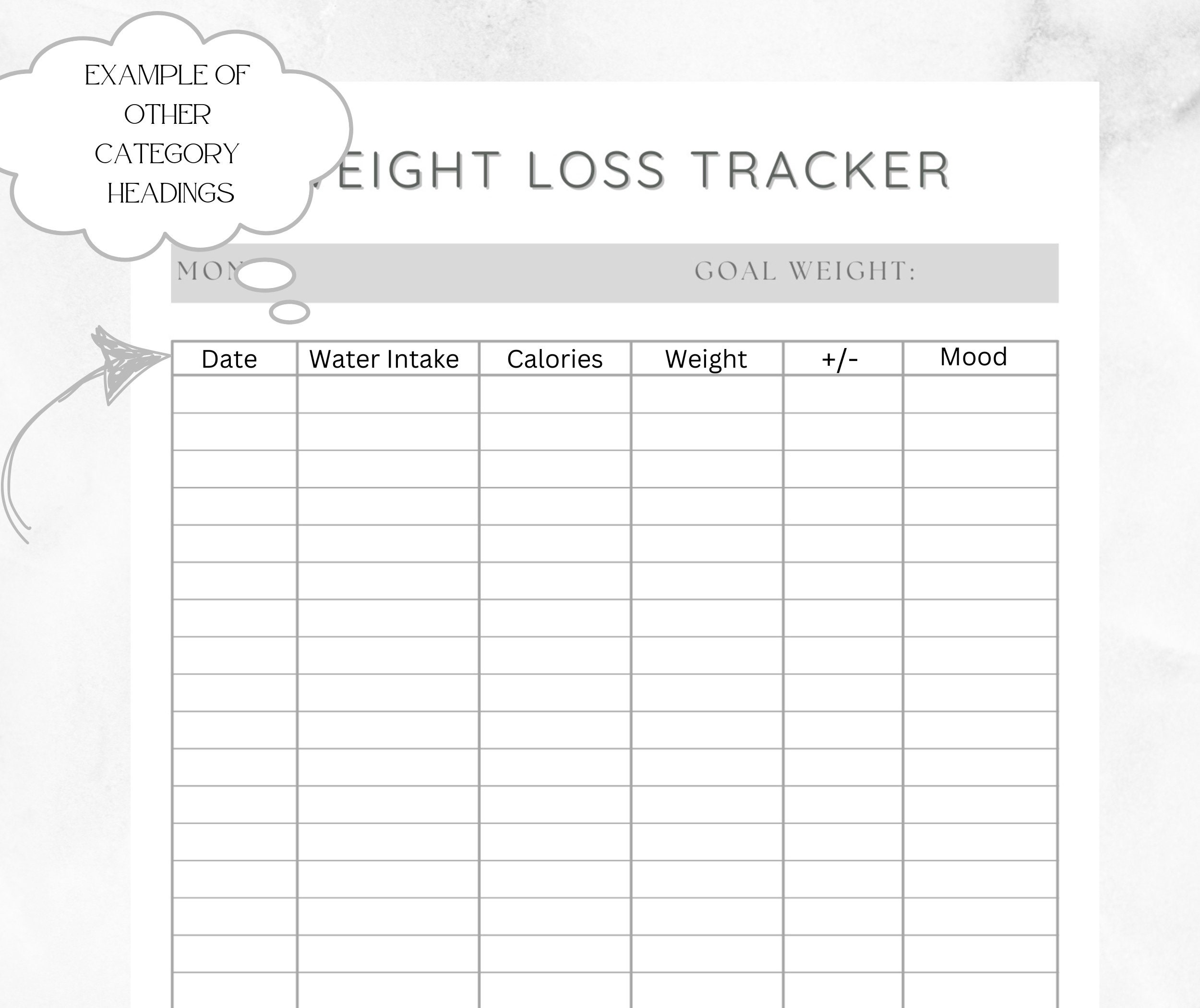 Simple Weight Loss Tracker, Printable Weight Loss Tracker, Weight Log ...