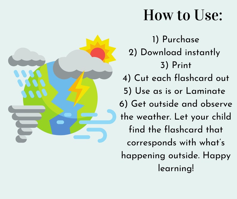 Printable Weather Flashcards for Kids | Montessori Homeschool (digital ...