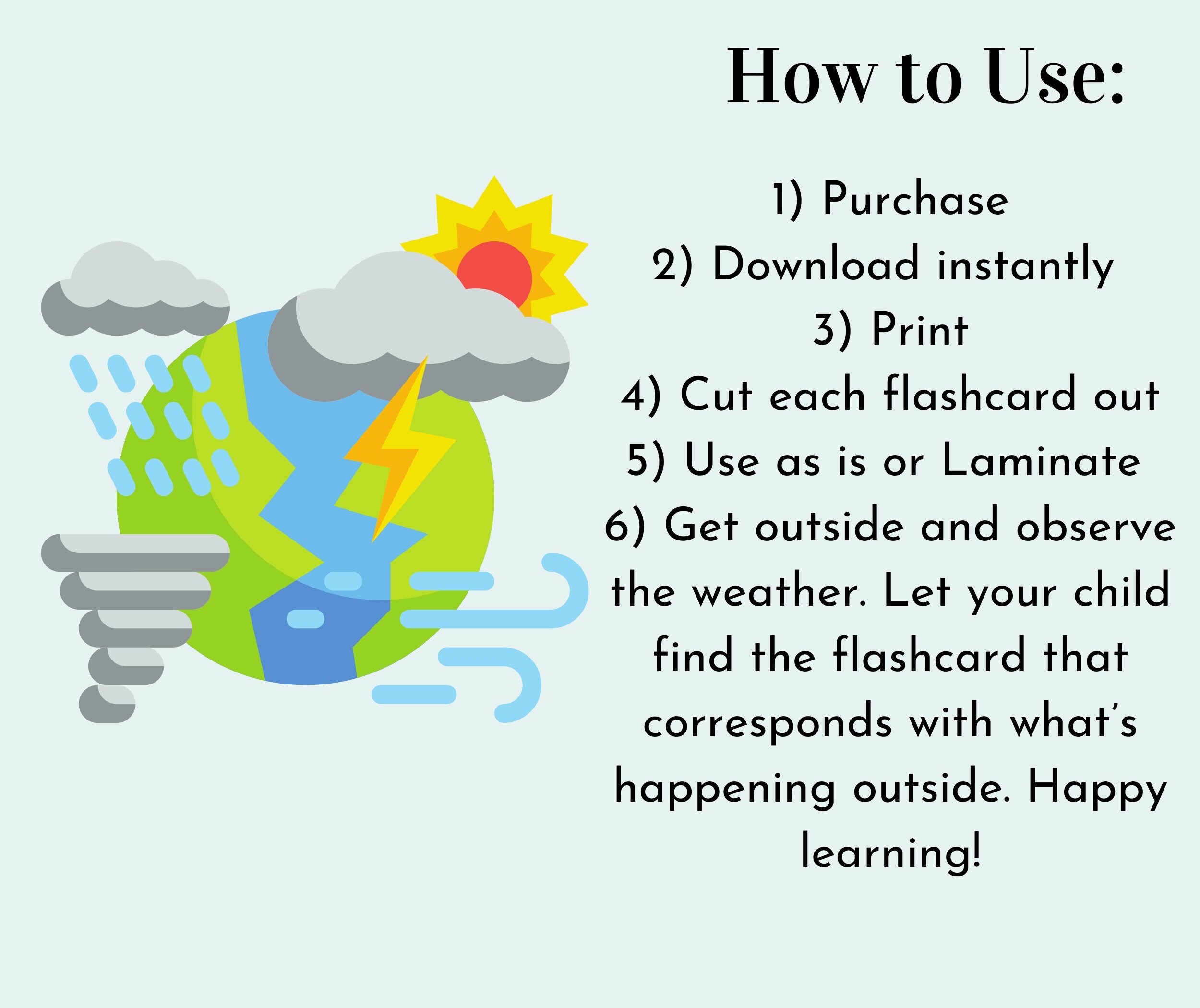 Printable Weather Flashcards for Kids | Montessori Homeschool (digital ...