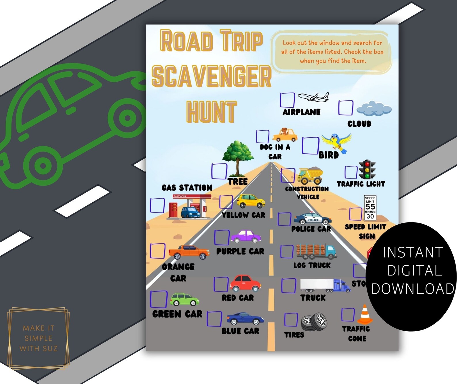 Scavenger Hunt, Road Trip Scavenger Hunt, Scavenger Hunt for Kids, Road ...