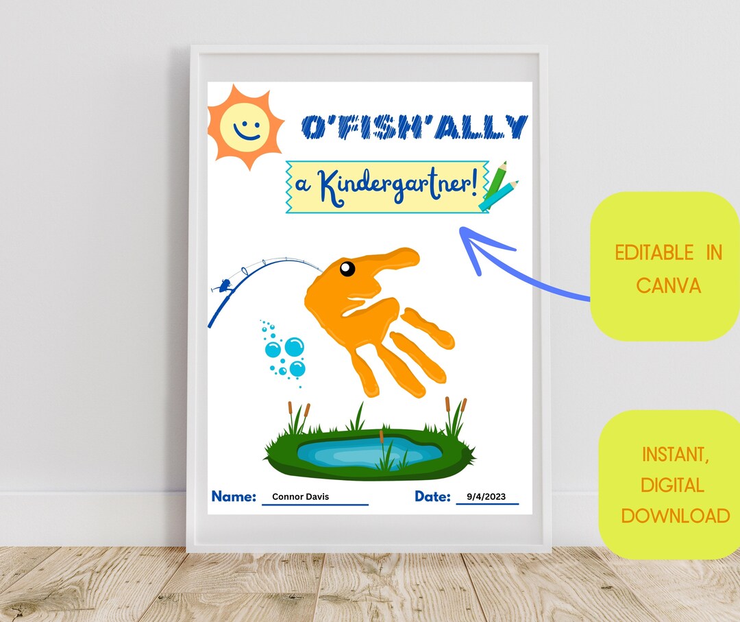 Back to School Handprint Craft, Preschool Handprint Activity, Fishing ...