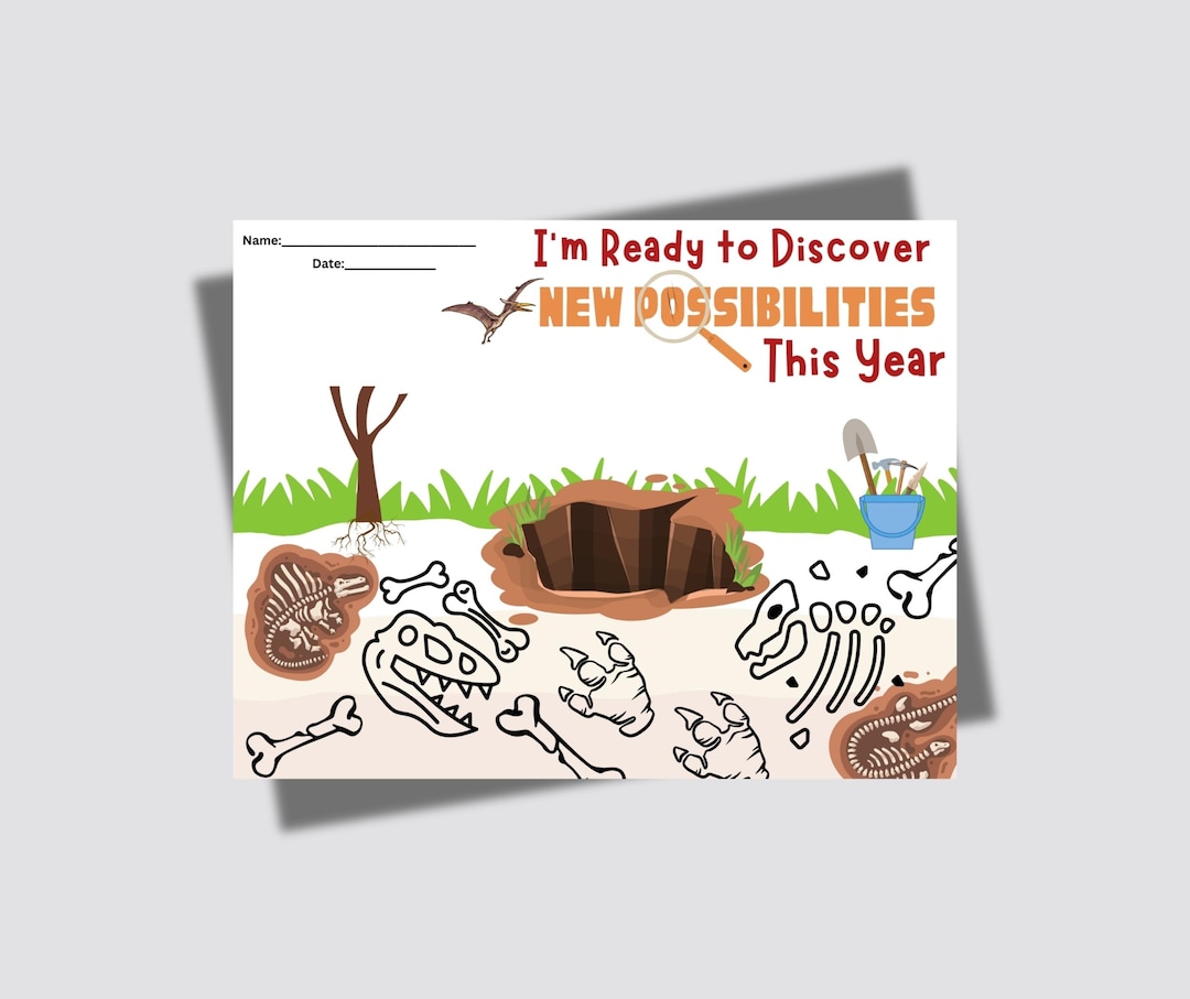 Dinosaur Fossil Coloring Page, Back to School Activity (PDF) - Etsy
