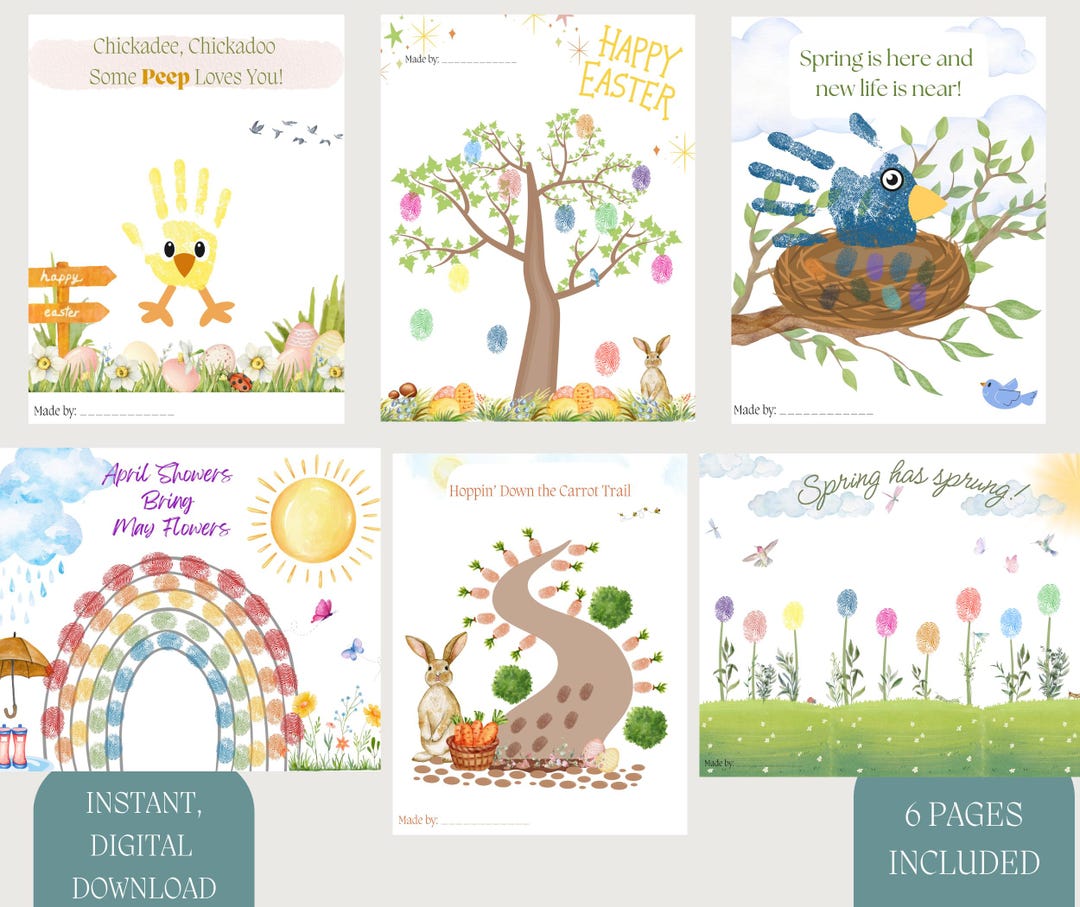 Spring Handprint Craft Bundle | Easter and Spring Fingerprint Crafts ...