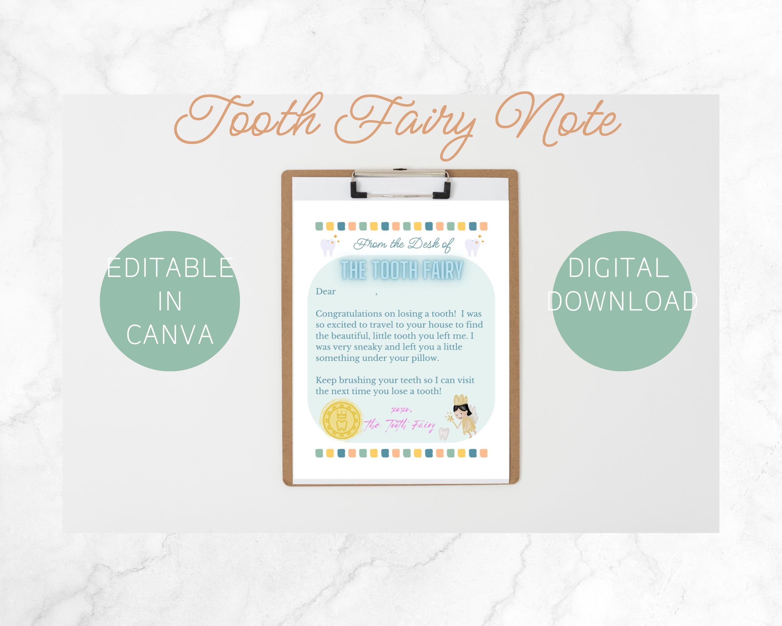 Tooth Fairy Note for Losing First Tooth, Tooth Fairy Note First Tooth ...