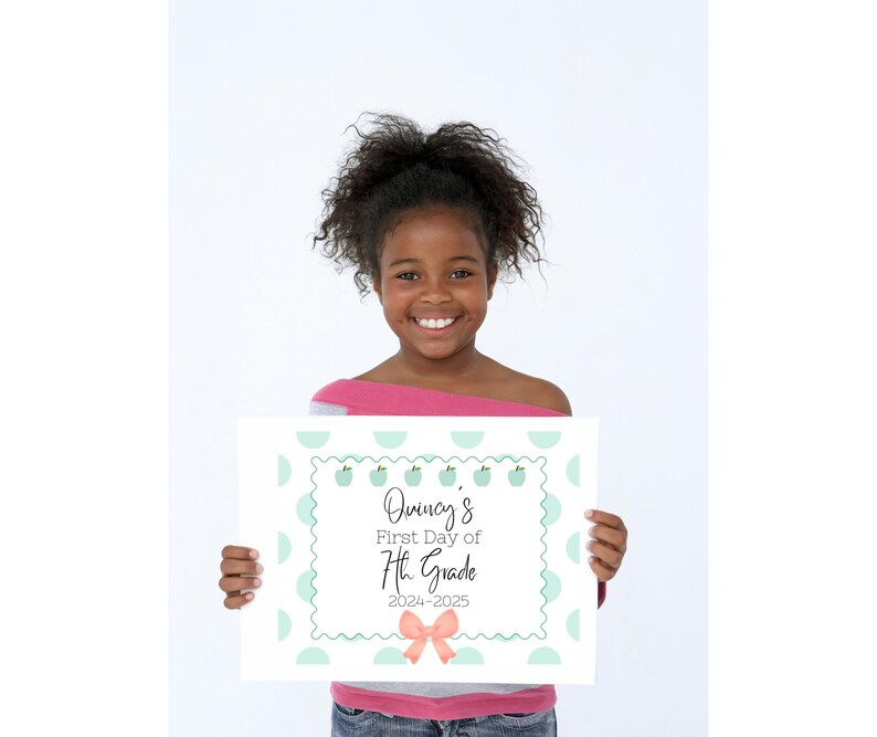 Printable First Day of School Sign for Girls, Polka Dot First Day of ...
