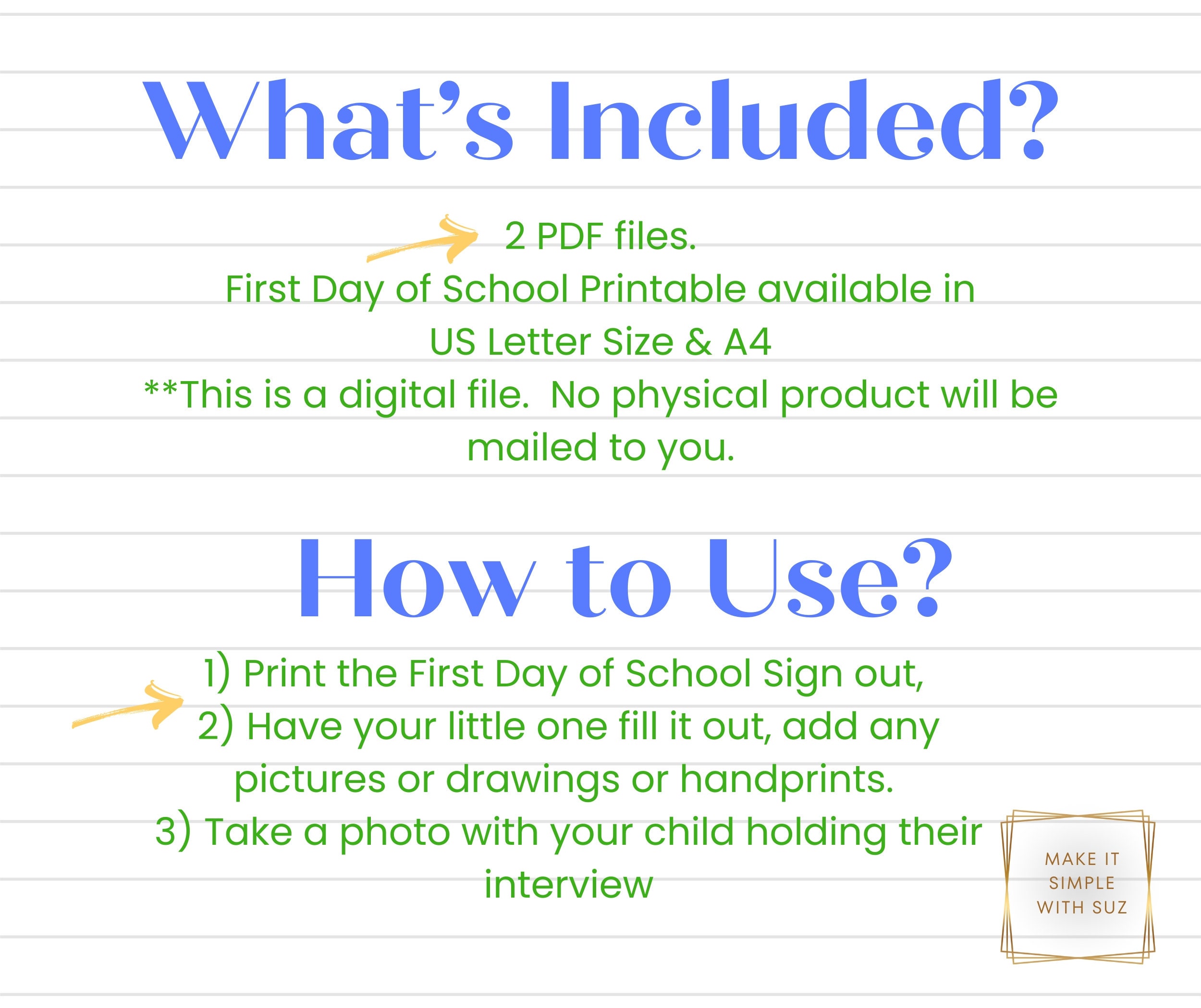 First Day of School Interview, All About Me Sign, Printable Handprint ...