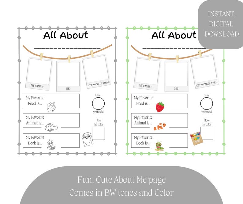 All About Me Worksheet, First Day of School Questionnaire, Back to ...