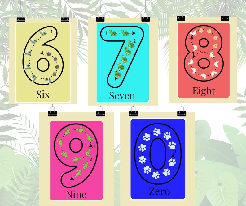 Animal-themed Number Tracing Flashcards, Printable 1-10, Montessori ...