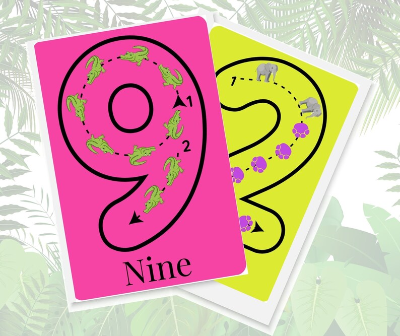 Animal-themed Number Tracing Flashcards, Printable 1-10, Montessori ...