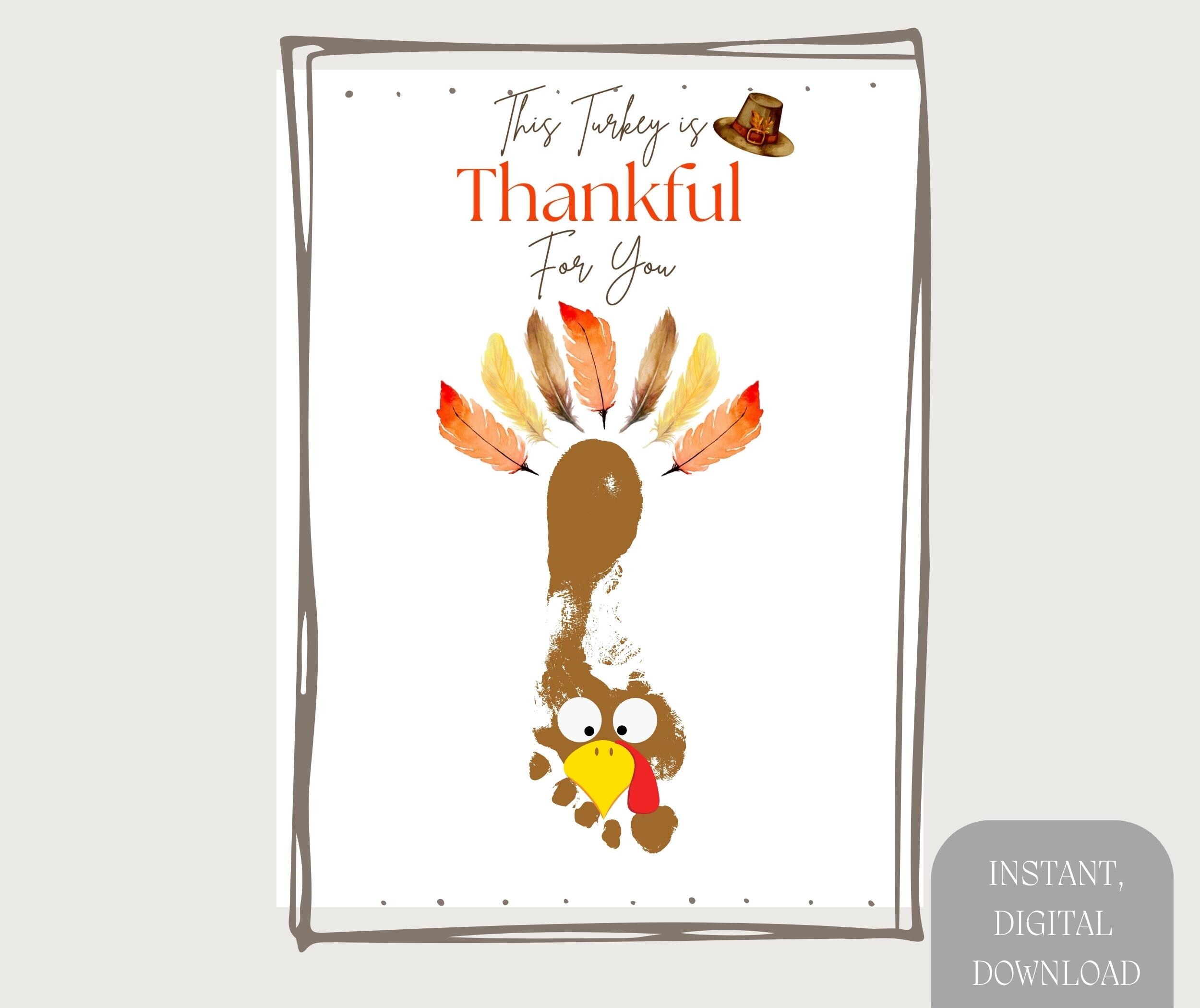Printable Turkey Footprint Craft, Thanksgiving Turkey Activity for ...