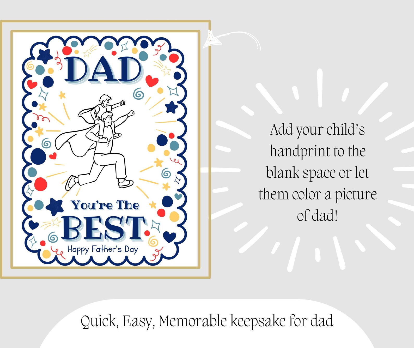 Father's Day Handprint Craft Printable | Dad You're the Best Keepsake ...