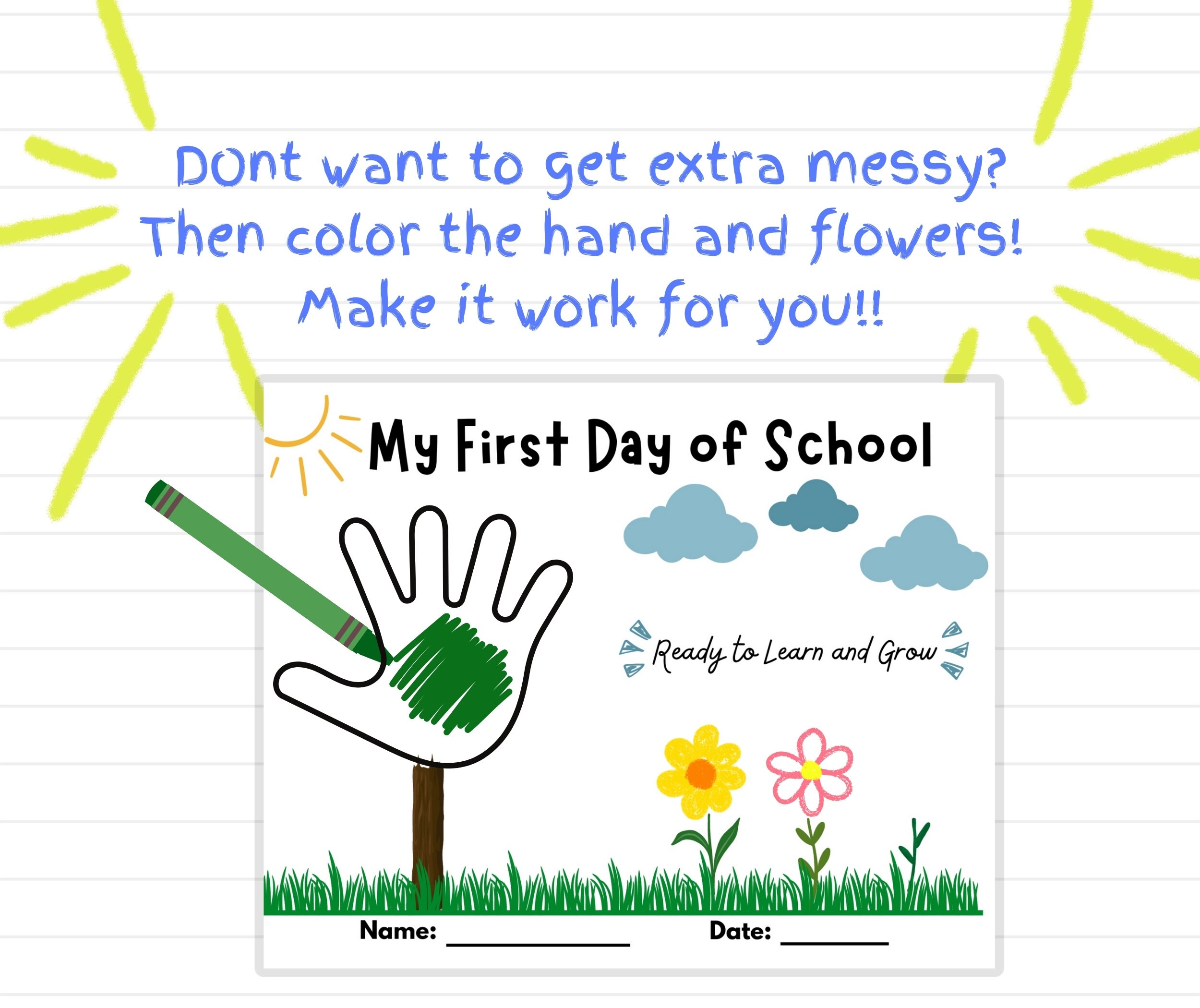 First Day of School Handprint Craft, Back to School Handprint Art ...