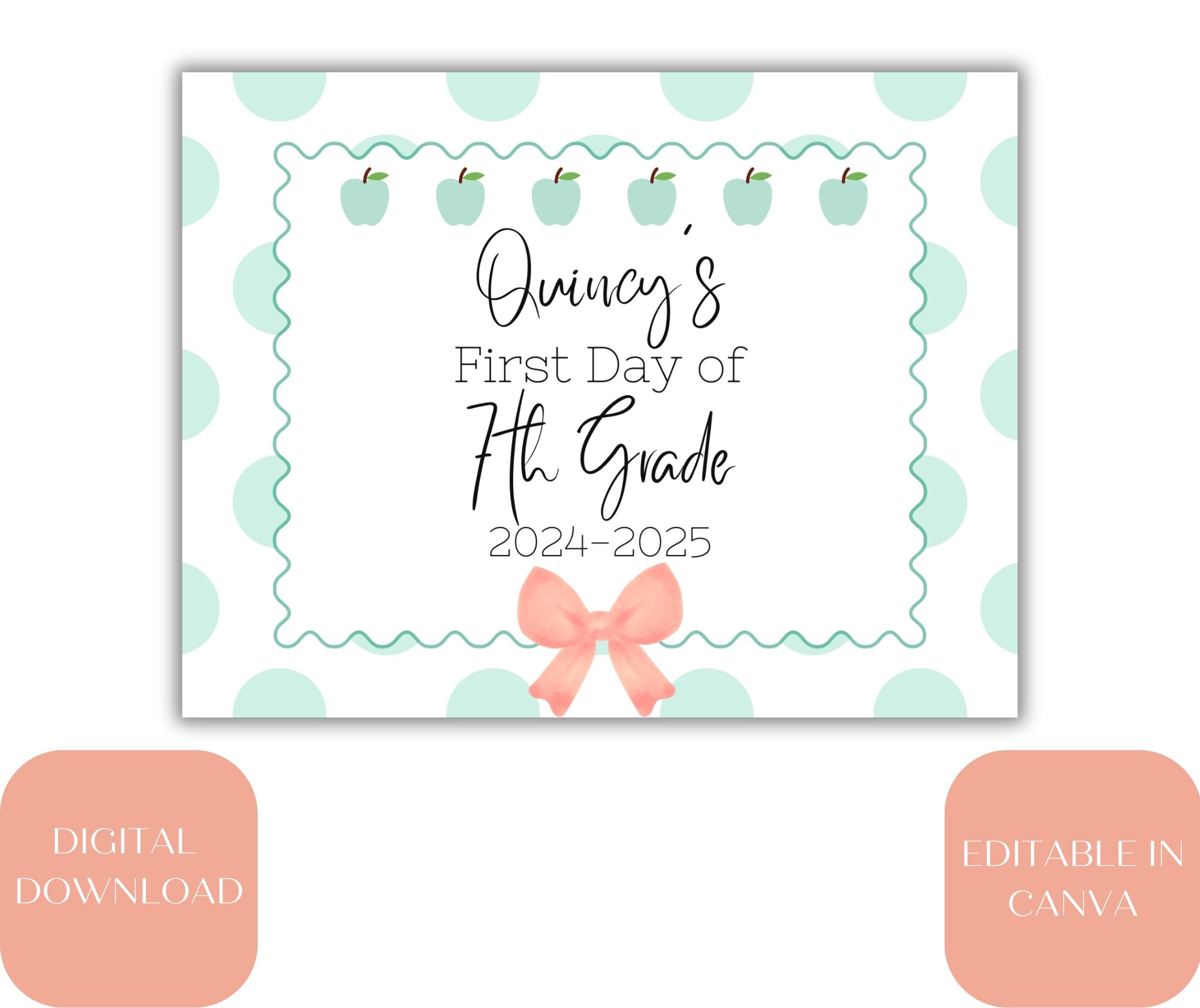 Printable First Day of School Sign for Girls, Polka Dot First Day of ...