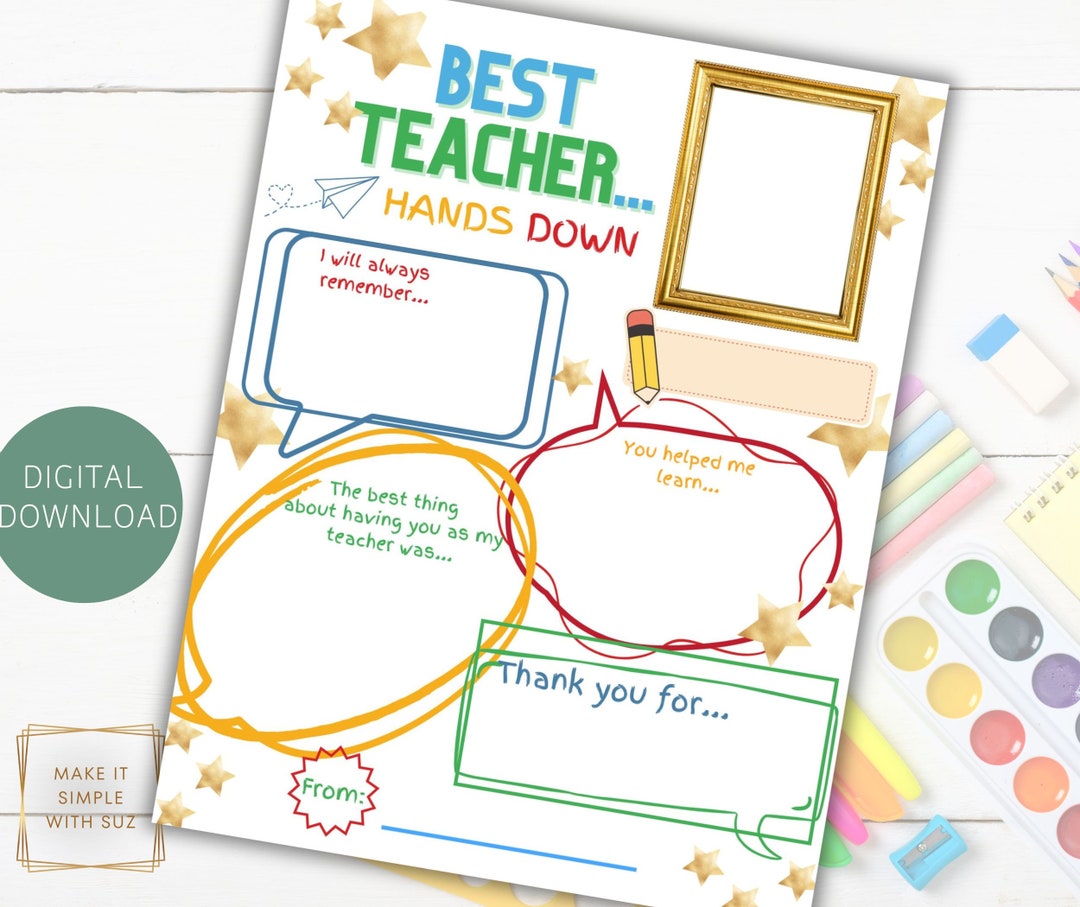 Teacher Appreciation Printable, End of Year Teacher Gift, Best Teacher ...