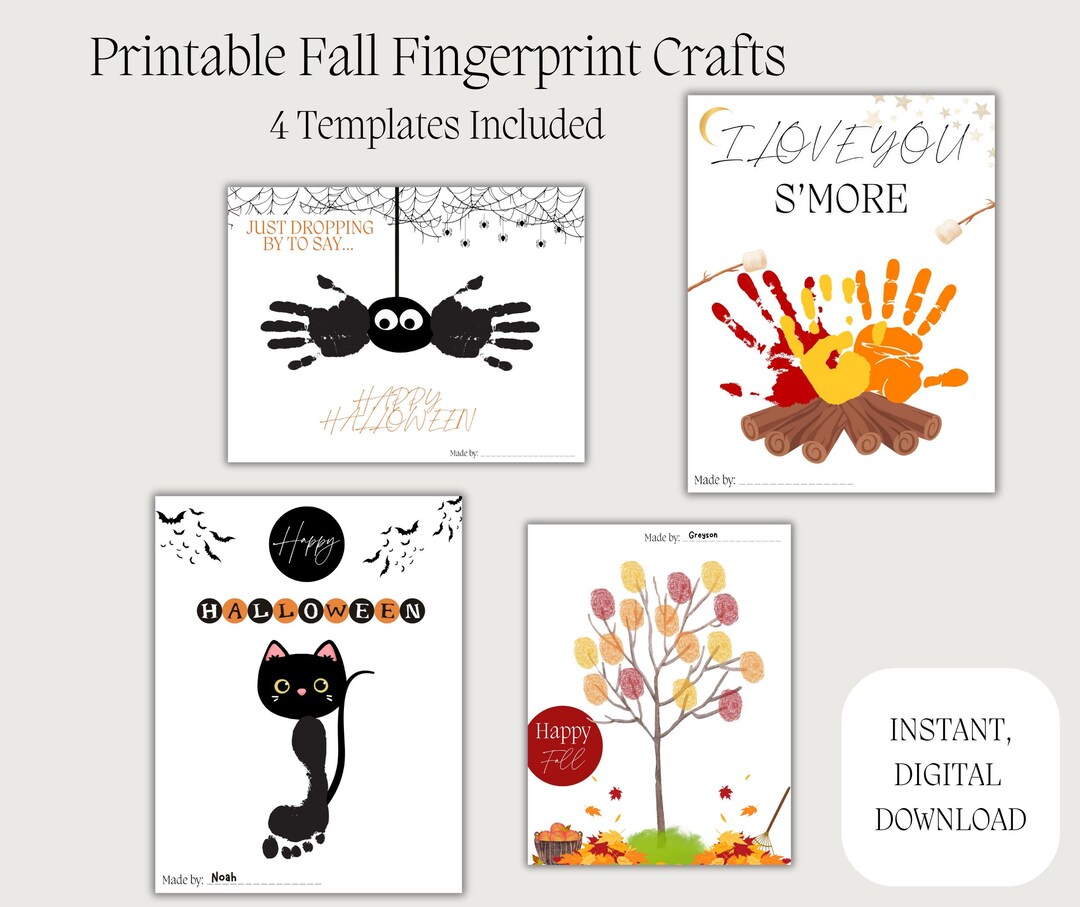 Printable Fall Handprint Crafts, Halloween Handprint Activity for Kids ...