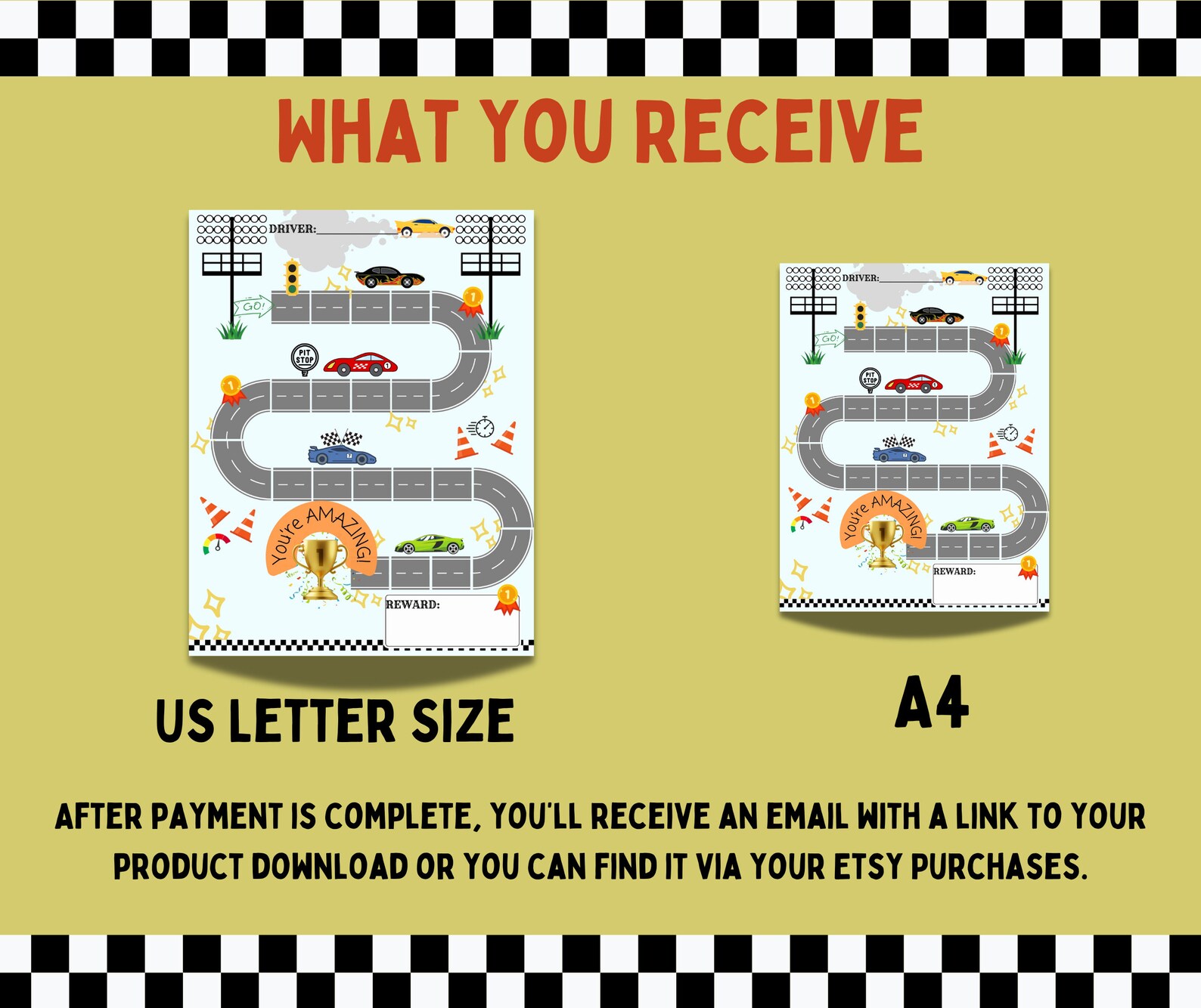 Printable Racing Reward Chart, Kids Reward Chart, Toddler Chore Chart ...