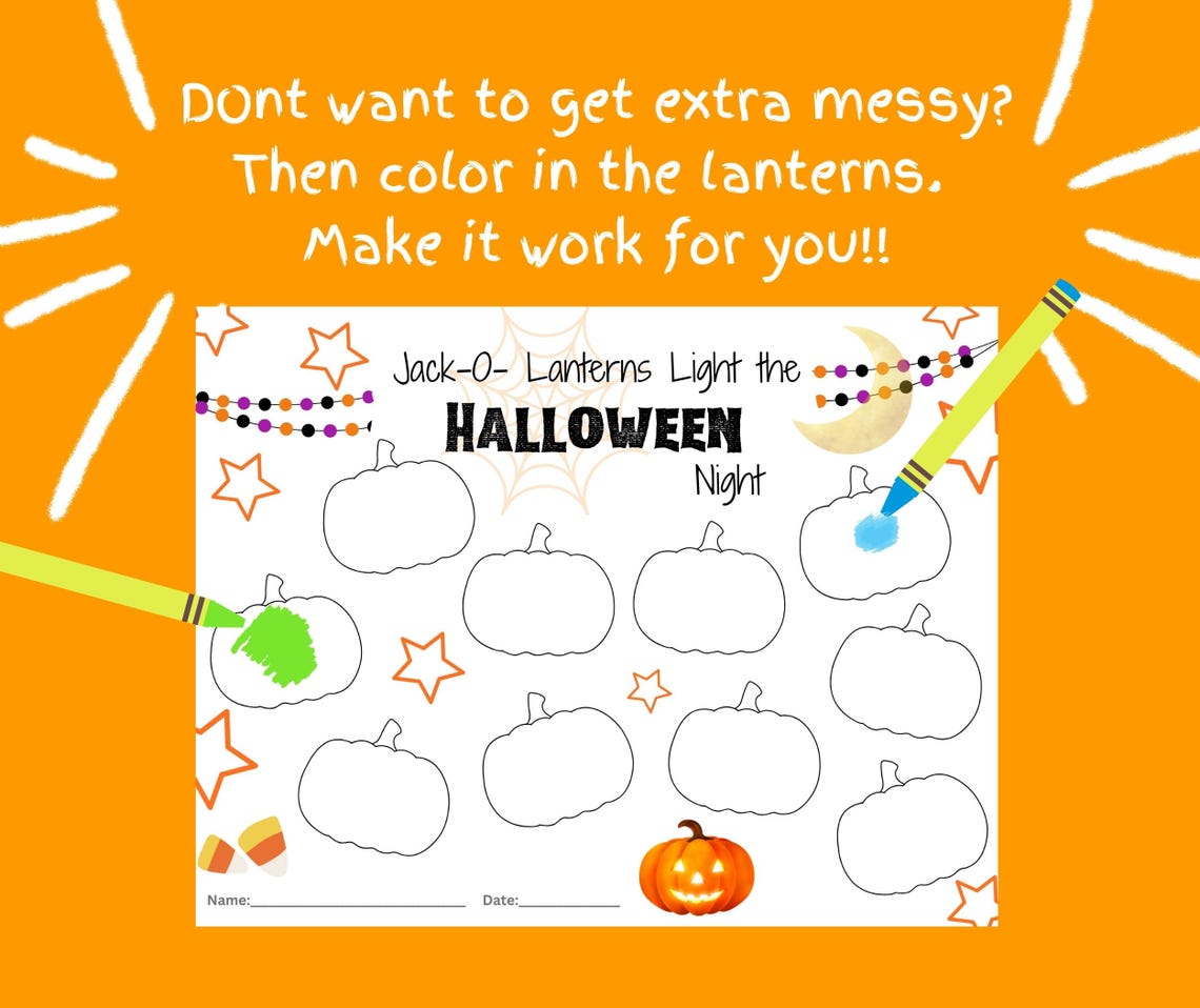 Printable Pumpkin Fingerprint Craft, Halloween Coloring Page (PDF) - Etsy