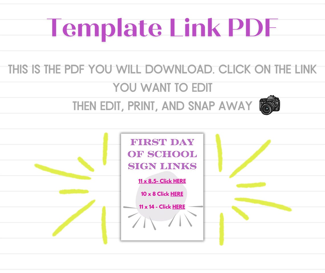 Girls First Day of School Printable Sign, Simple First Day of School ...