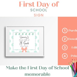 Printable First Day of School Sign for Girls, Polka Dot First Day of ...