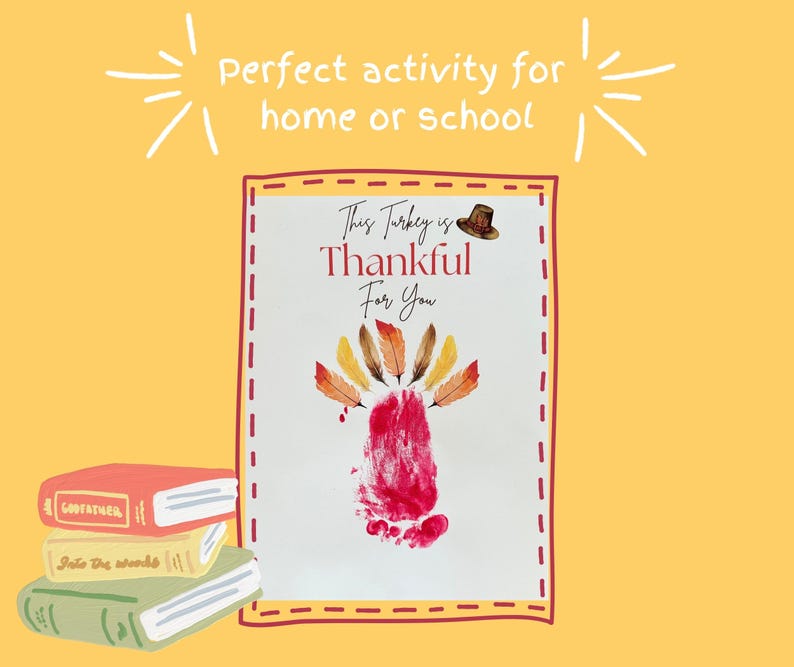 Printable Turkey Footprint Craft, Thanksgiving Turkey Activity for ...